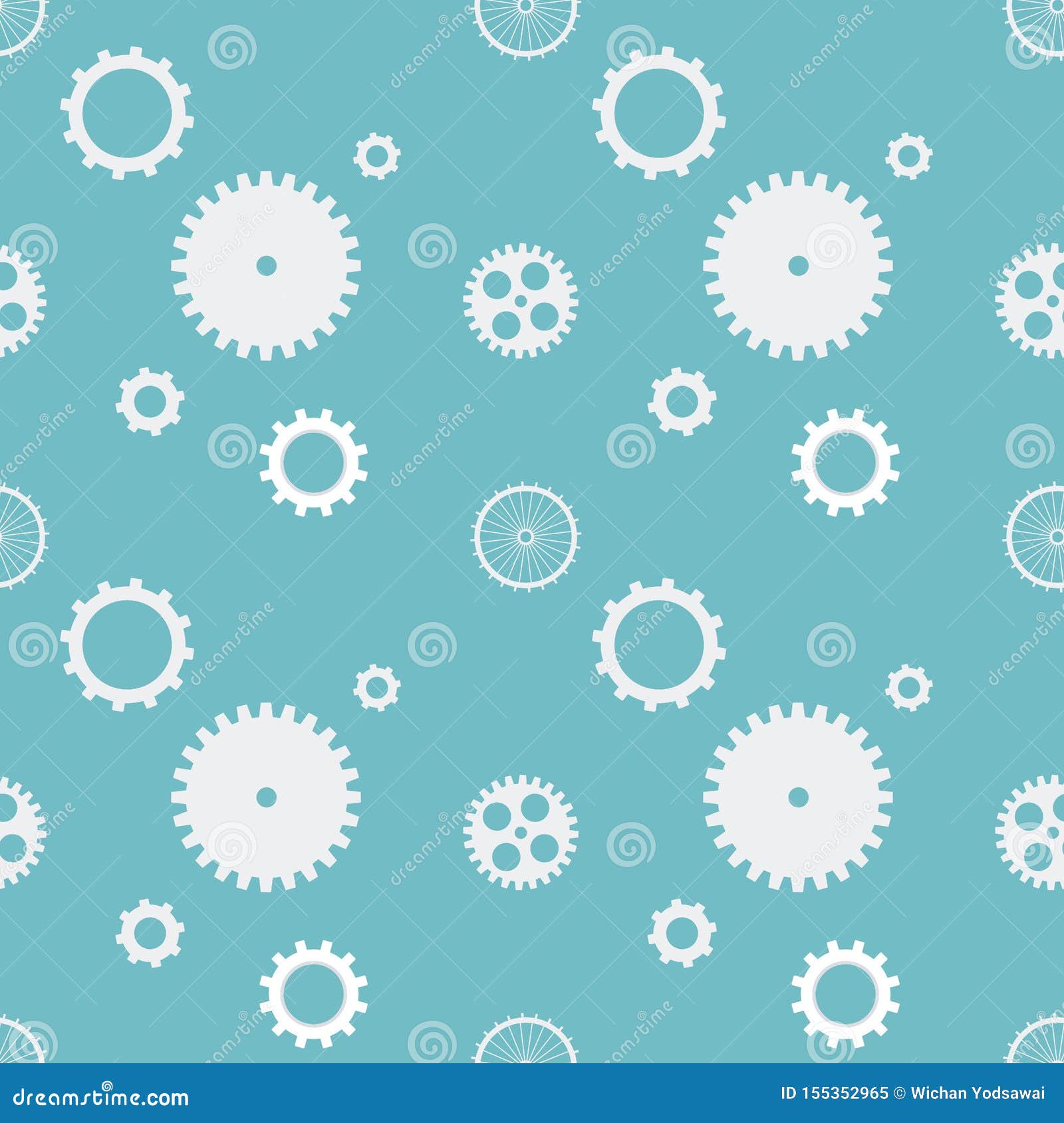 Seamless Pattern Background Cogs Gears Cogwheels. White Gears on Blue ...