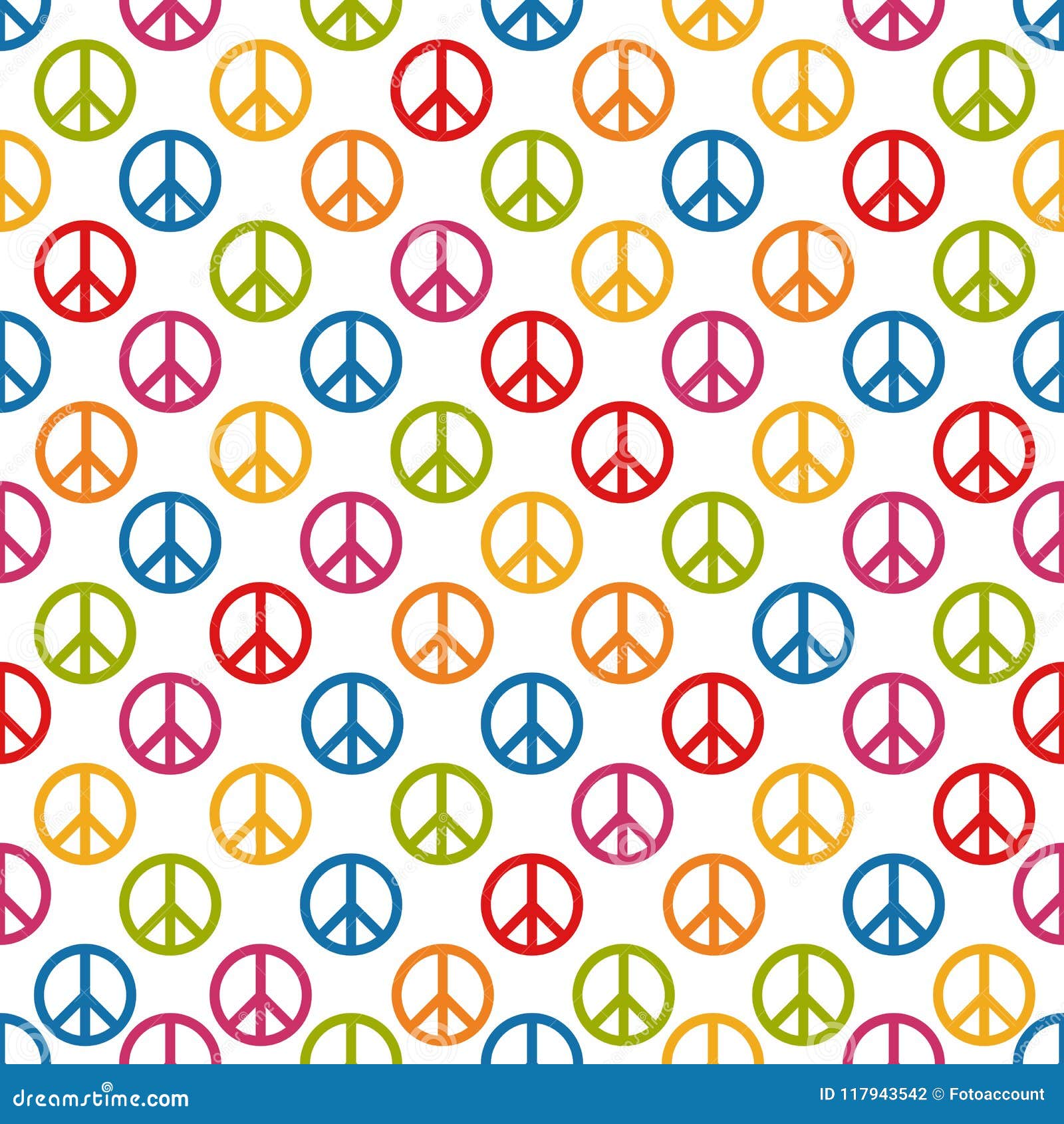Seamless Pattern Background - Colorful Peace Signs - Vector ...