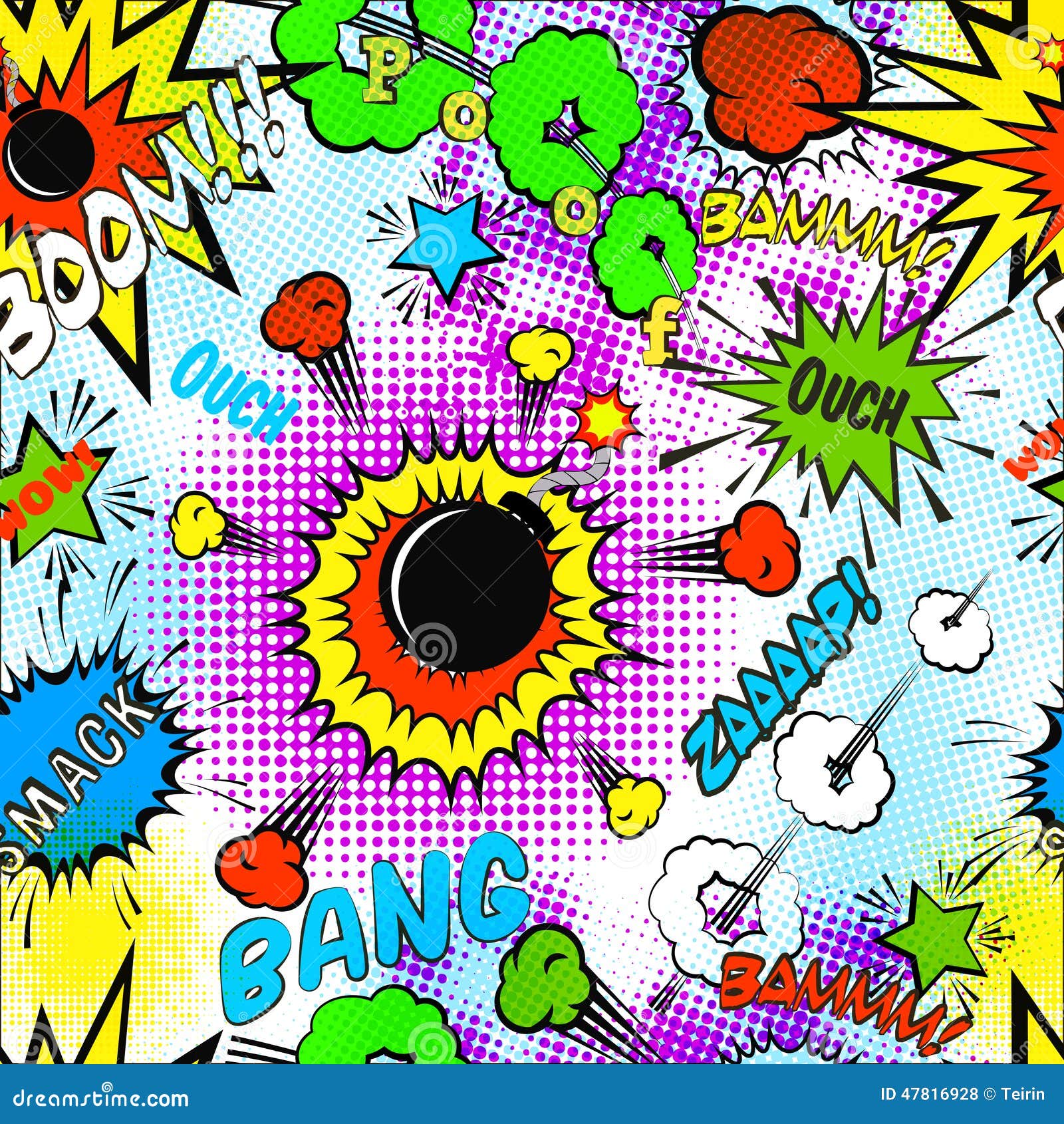 Seamless Pattern Background with Comic Bubbles Stock Vector ...