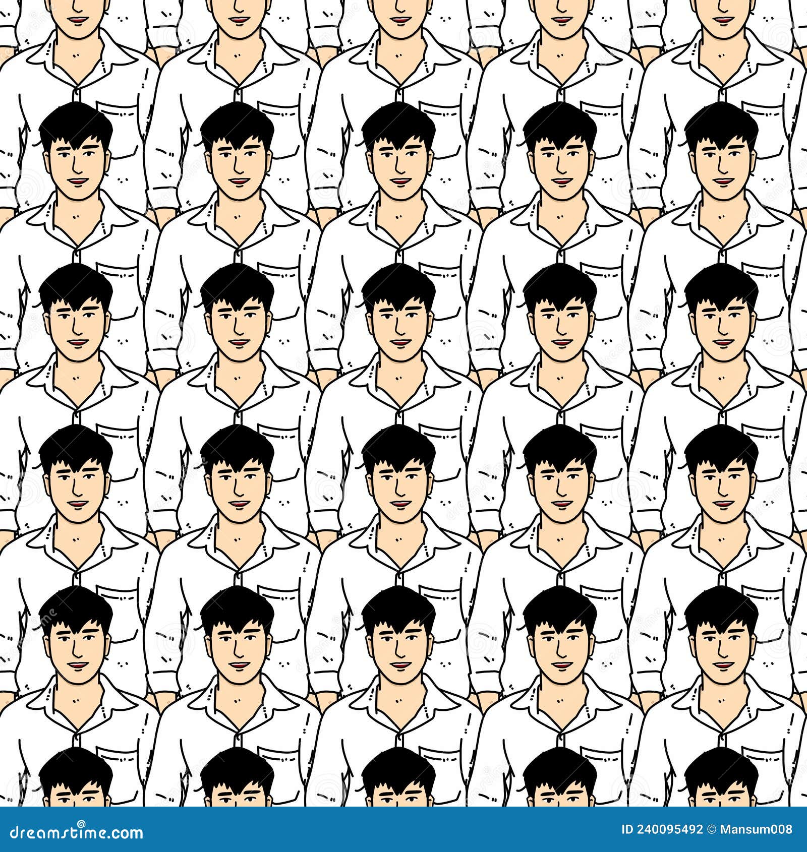 Seamless Pattern Background of Cute Man Cartoon Stock Illustration ...