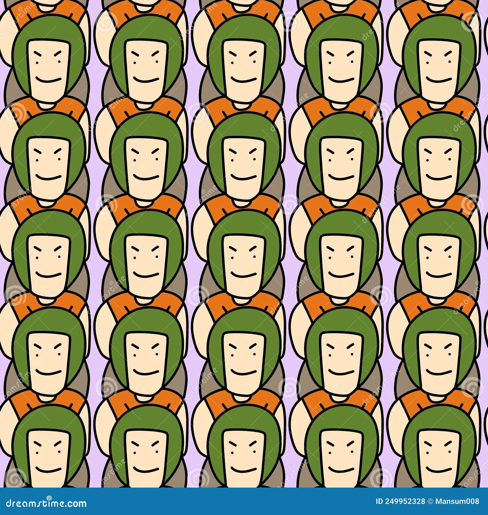 Seamless Pattern Background of Cute Man Cartoon Stock Illustration ...