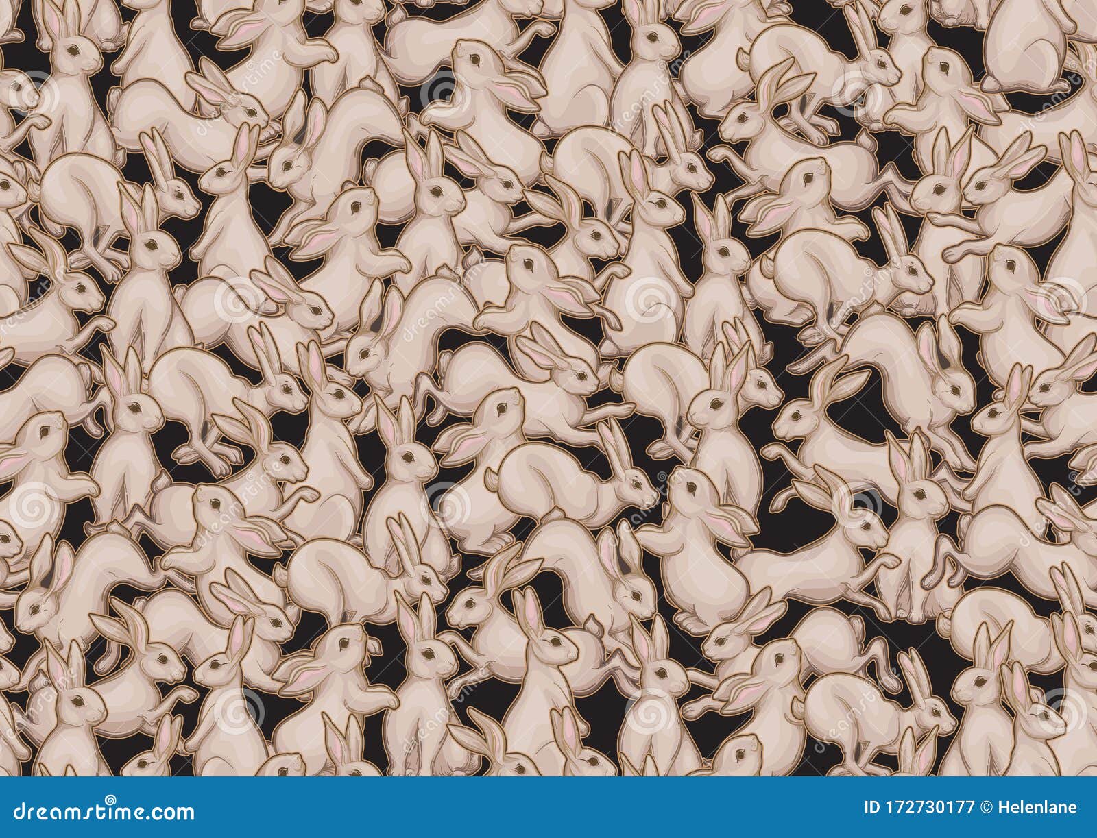 Seamless Pattern, Background with Cute Rabbits, Hares. Stock Vector ...