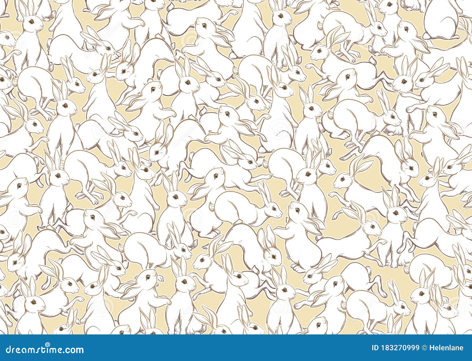 Seamless Pattern, Background with Cute Rabbits, Hares. Stock Vector ...