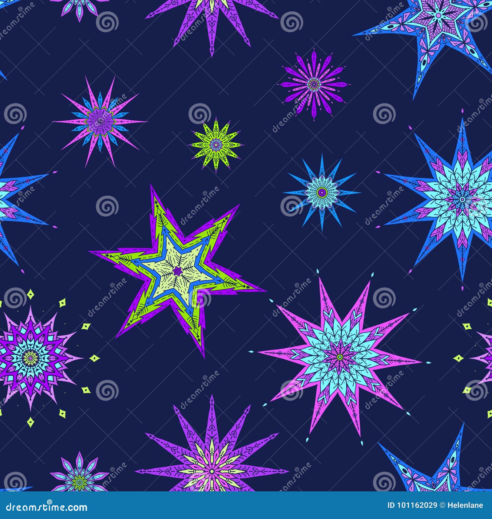 Seamless Pattern, Background with Decorative Stars. Stock Vector ...