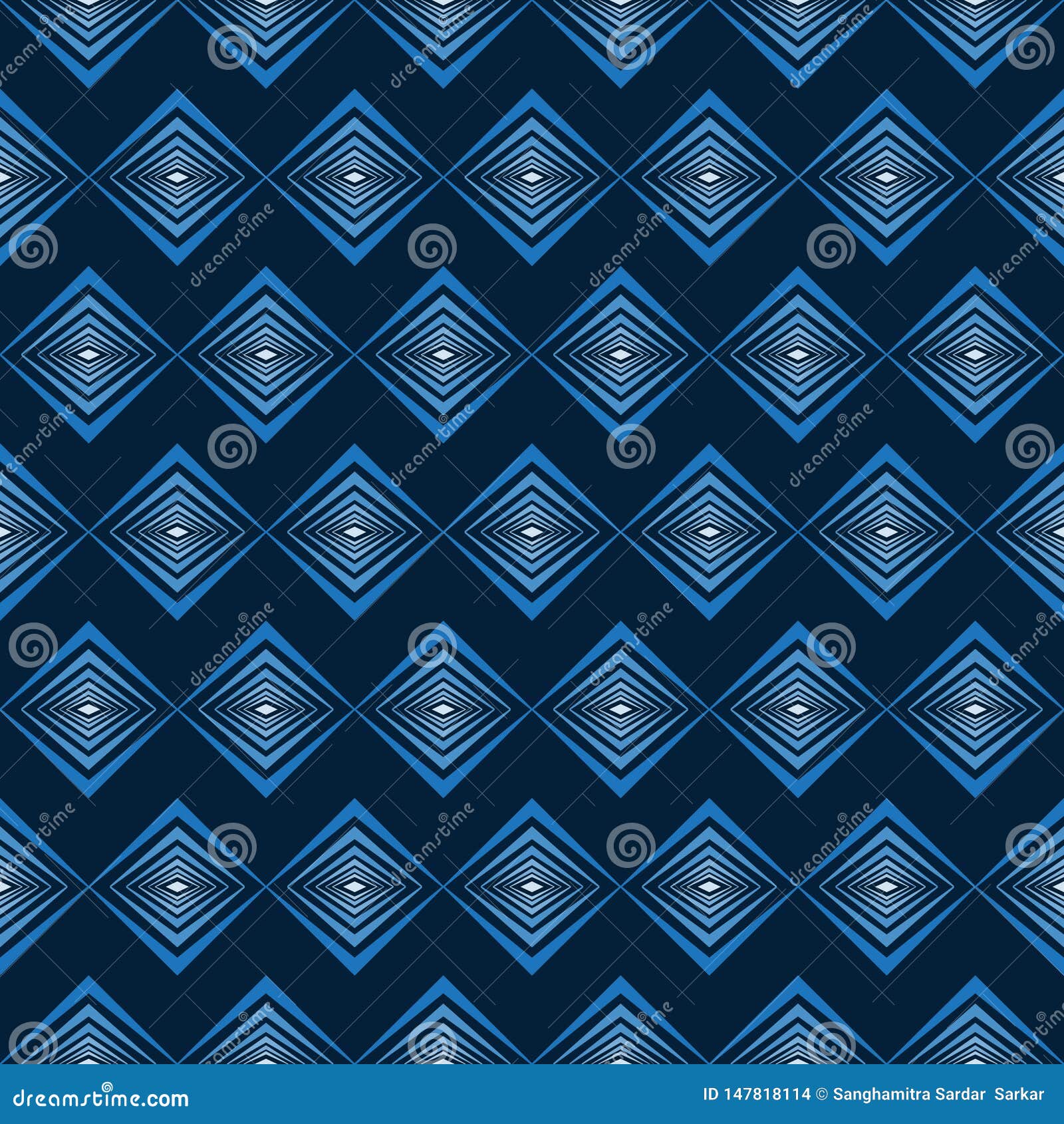 Seamless Pattern Background with Geometrical Shape in Blue Stock Vector ...