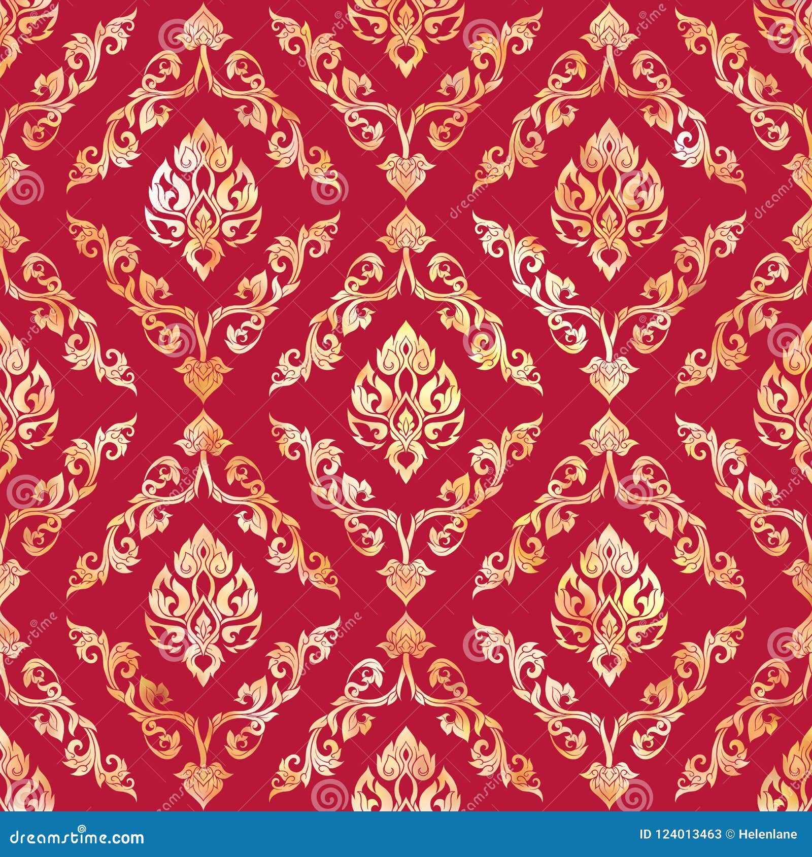 Seamless Pattern, Background of Gold Decorative Elements of Trad Stock ...