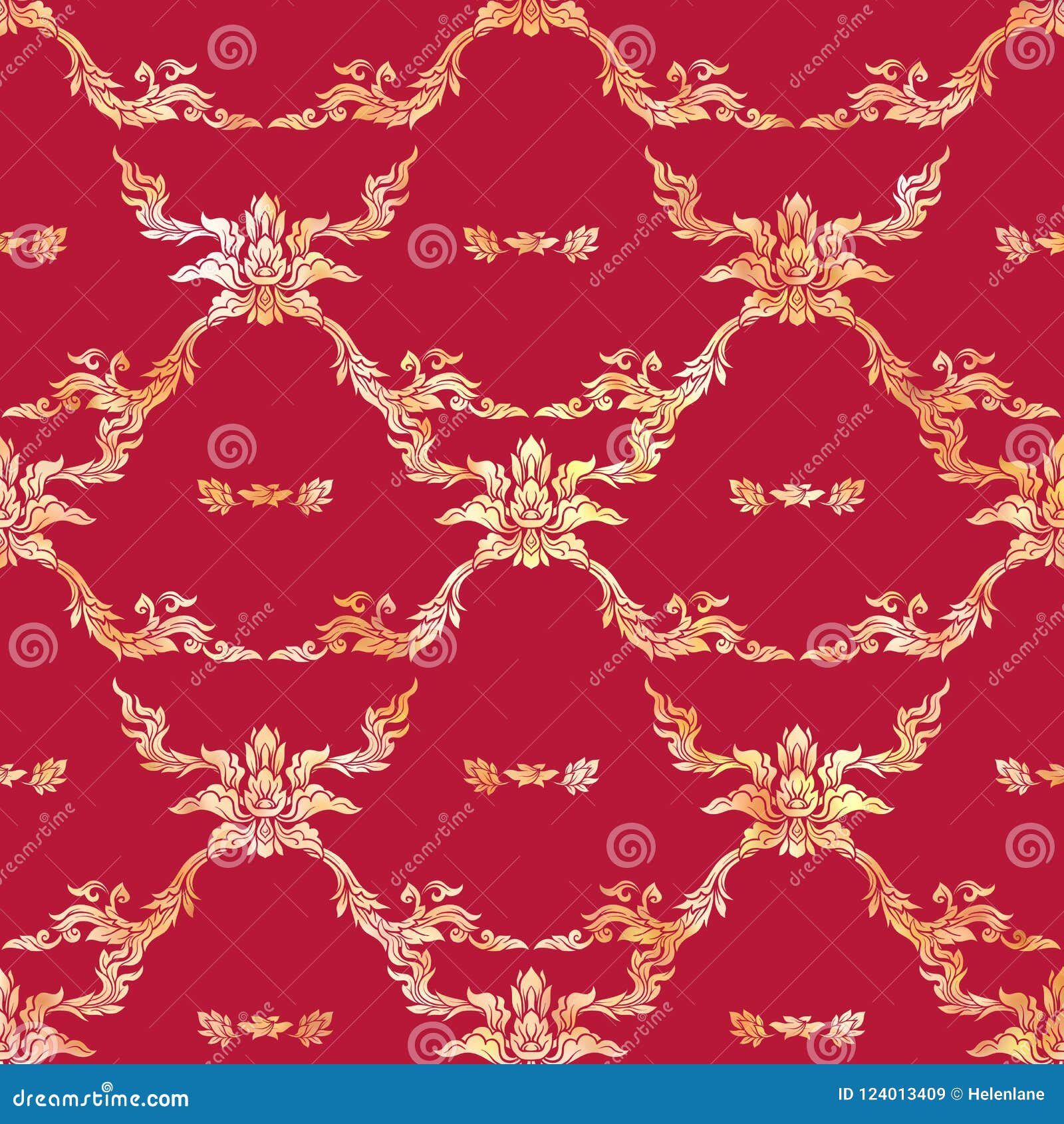 Seamless Pattern, Background of Gold Decorative Elements of Trad Stock ...