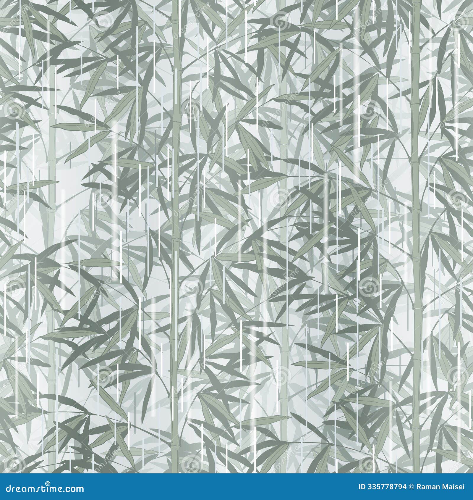 Seamless Pattern Background of Green Bamboo Stem with Leaves in the ...