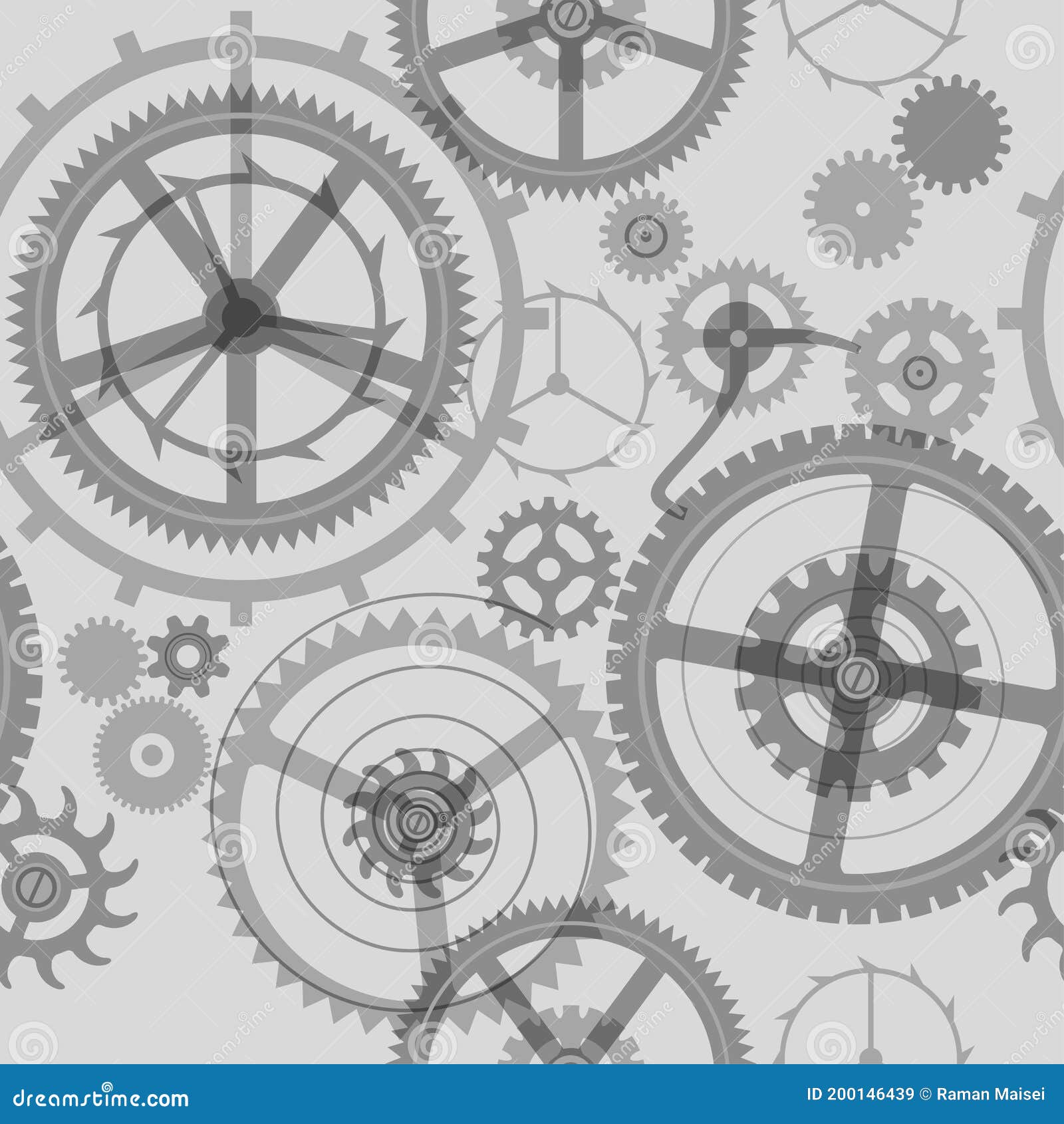 Seamless Pattern Background of Grey Gear Wheels Stock Vector ...