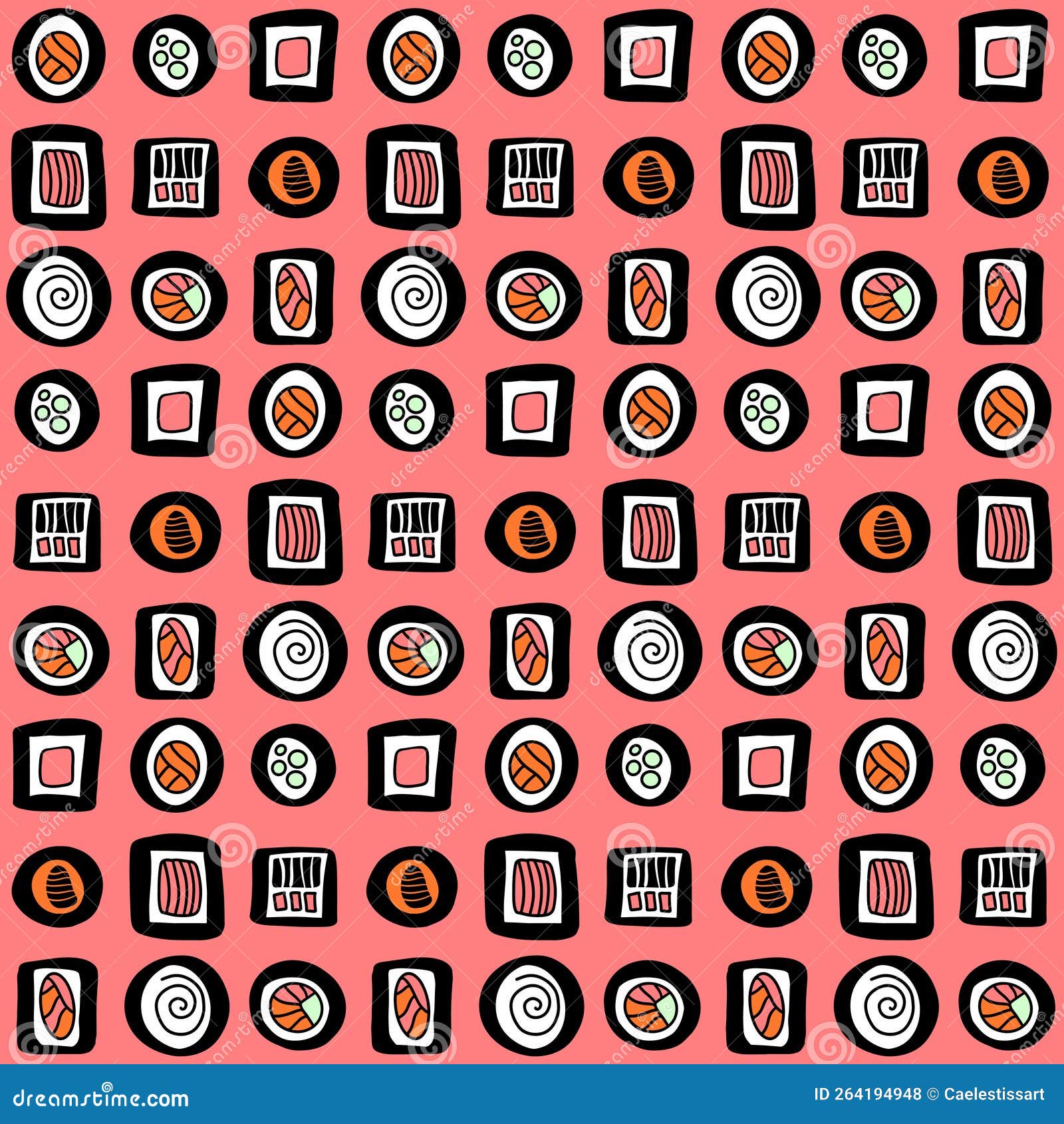 Seamless Pattern Background with Hand Drawn Abstract Geometric Sushi ... Seamless Pattern Background with Hand Drawn Abstract Geometric Sushi ...