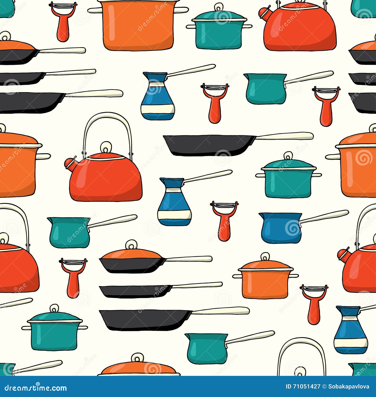 Seamless Pattern Background with Kitchenware Stock Vector ...