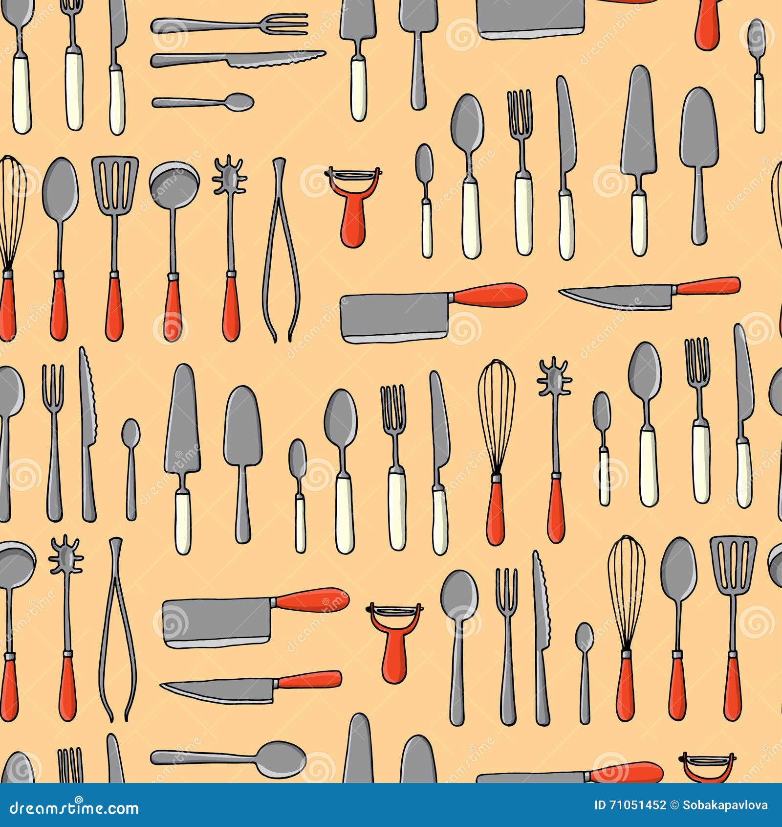 Seamless Pattern Background with Kitchenware Stock Vector ...