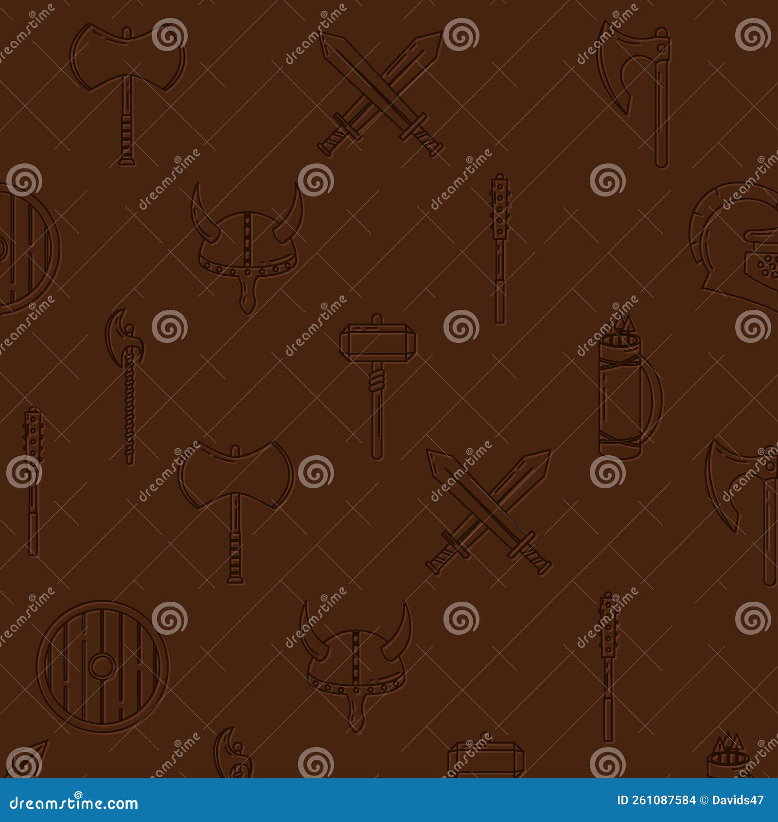Seamless Pattern Background with Medieval Weapons Icon Vector Stock ...