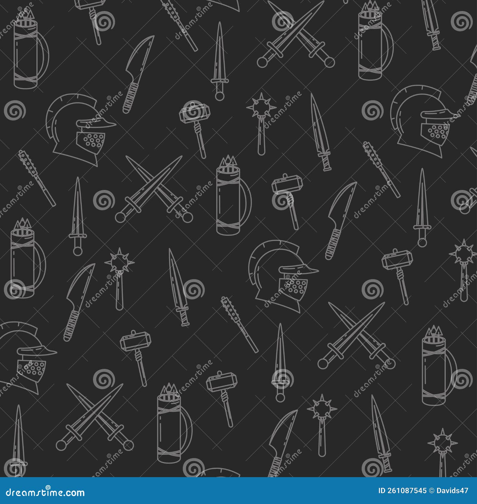 Seamless Pattern Background with Medieval Weapons Icon Vector Stock ...