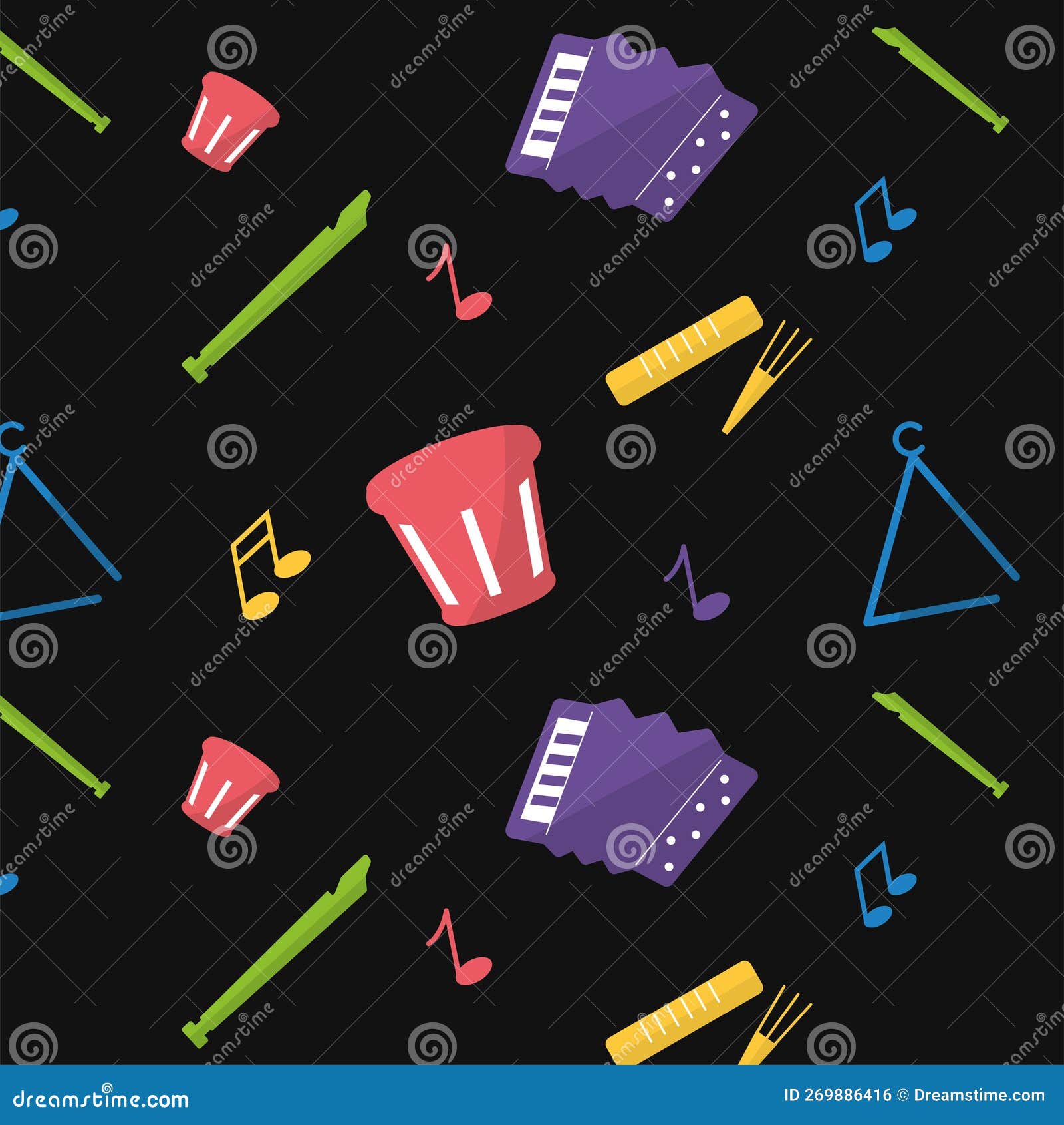 Seamless Pattern Background with Musical Instruments Vector Stock ...