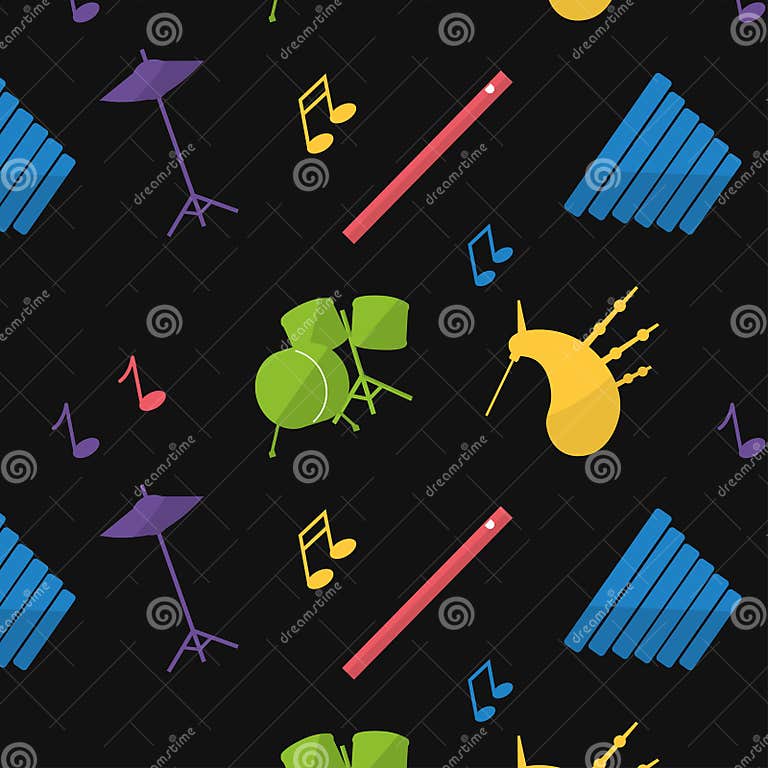 Seamless Pattern Background with Musical Instruments Vector Stock ...