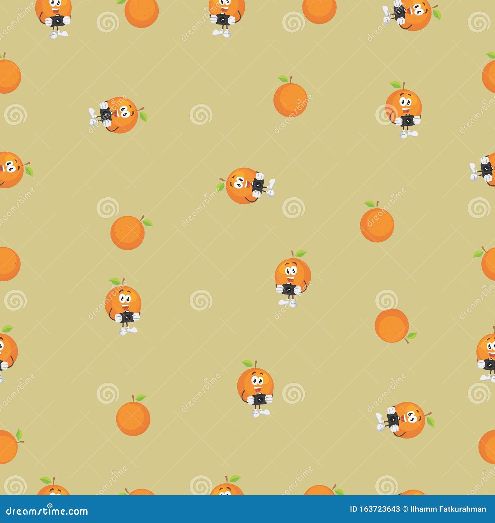 Seamless Pattern Background Orange Cartoon Cute Wallpaper Interior ...