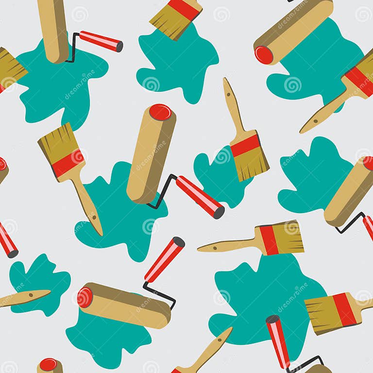 Seamless Pattern Background with Painter Tools in Vector. Stock Vector ...