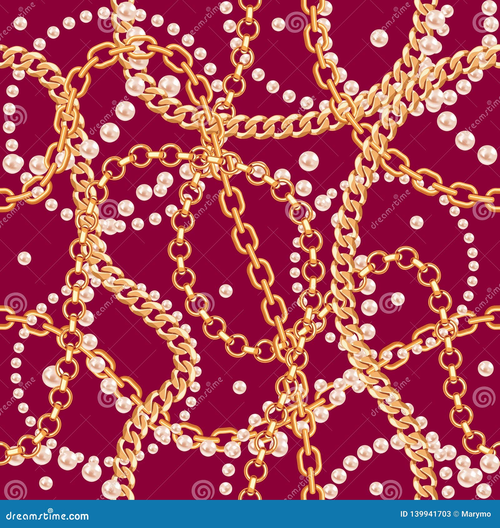 Seamless Pattern Background with Pears and Chains Golden Metallic ...