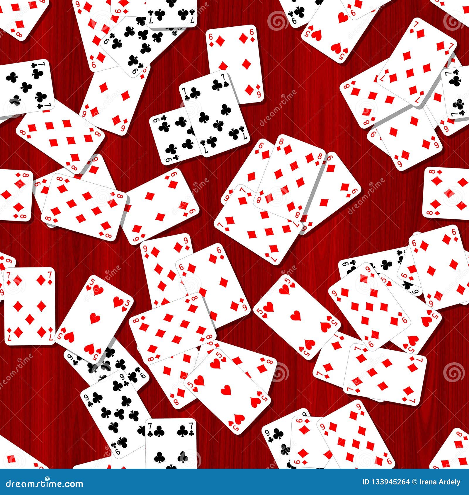 Seamless Pattern Background - Playing Cards Scattered on the Red Woody ...