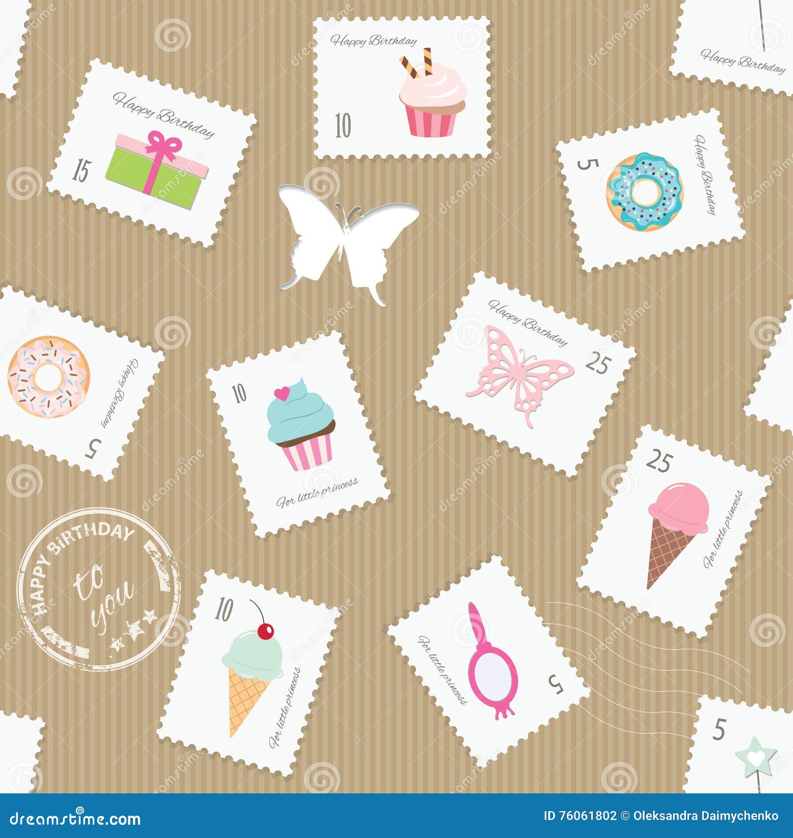 Seamless Pattern Background with Postage Stamps. Stock Illustration ...