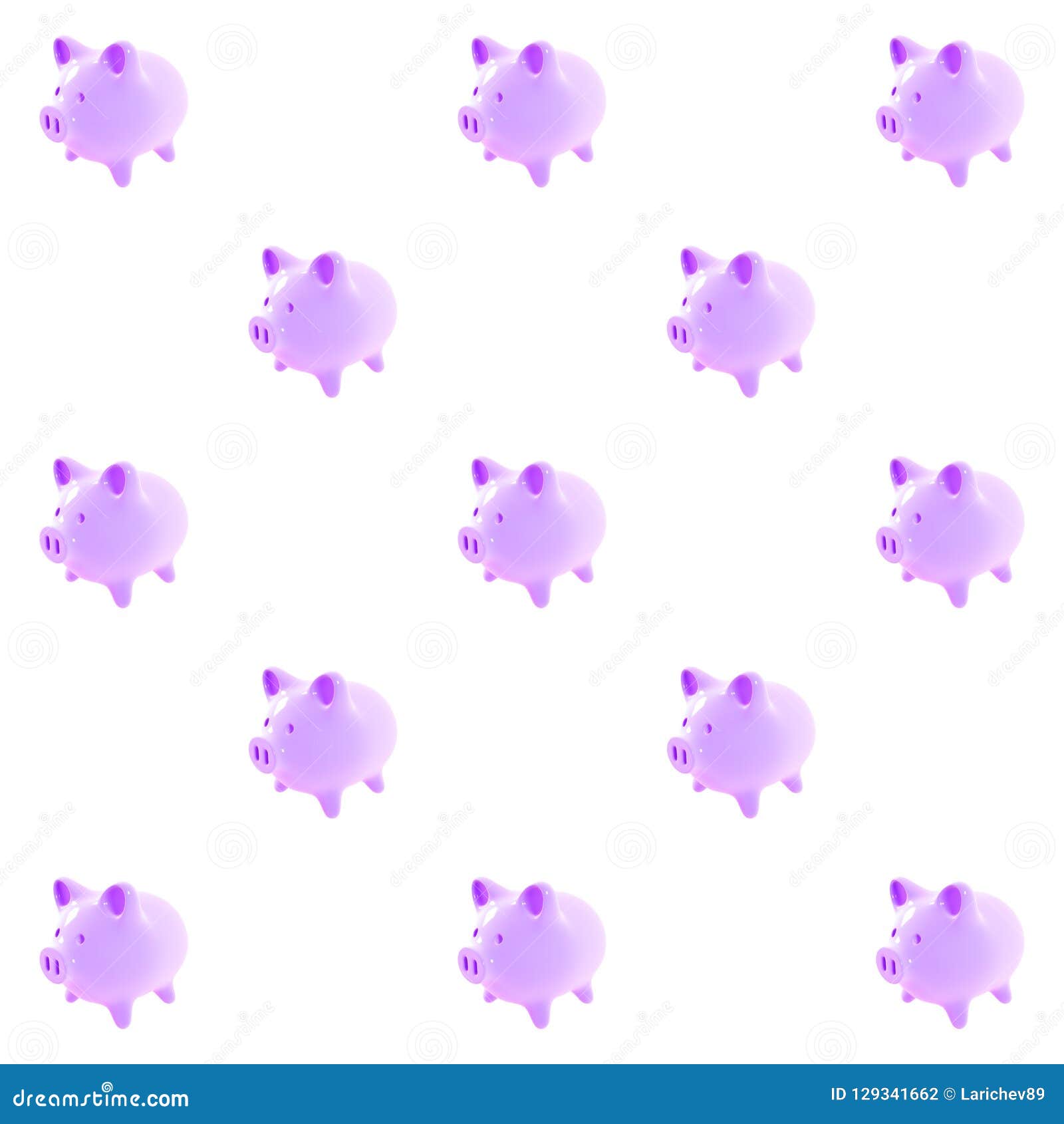 Seamless Pattern Background with Purple Pigs Isolated on White. 3D ...