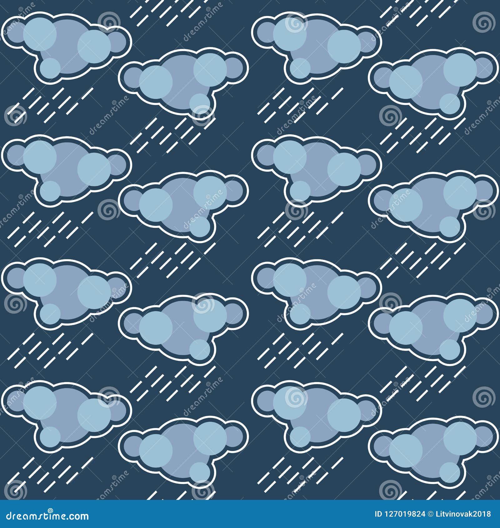 Seamless Pattern Background with Rainy Clouds on a Cloudy Sky Stock ...