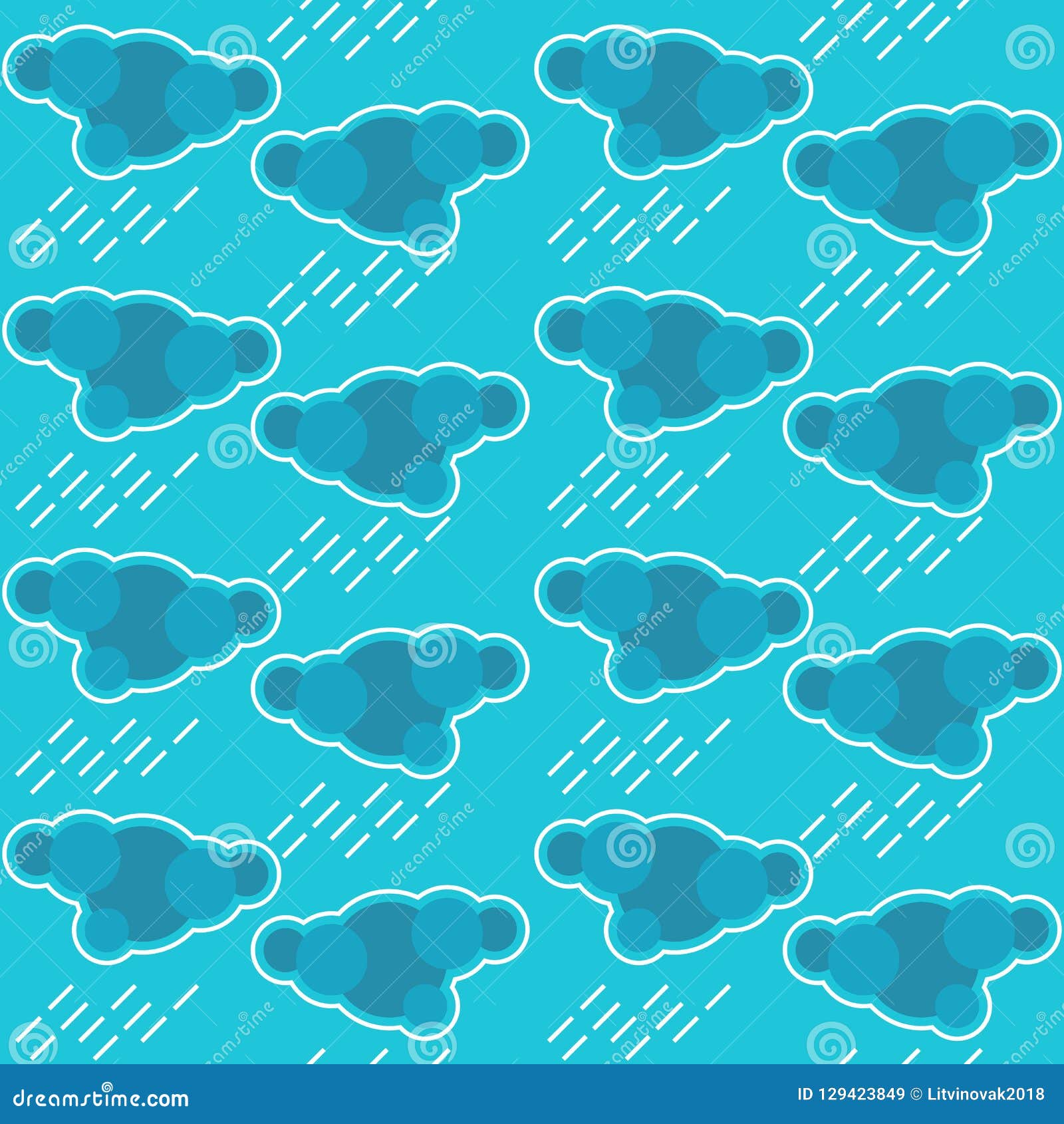 Seamless Pattern Background with Rainy Clouds on a Cloudy Sky Stock ...