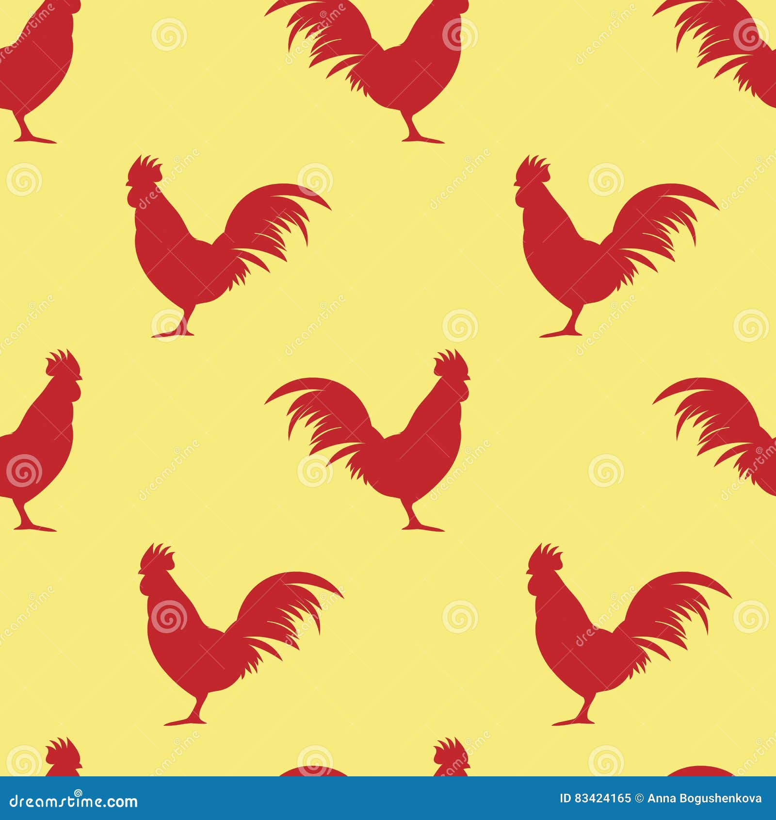 Seamless Pattern Background with Roosters Symbol Silhouette Vector ...