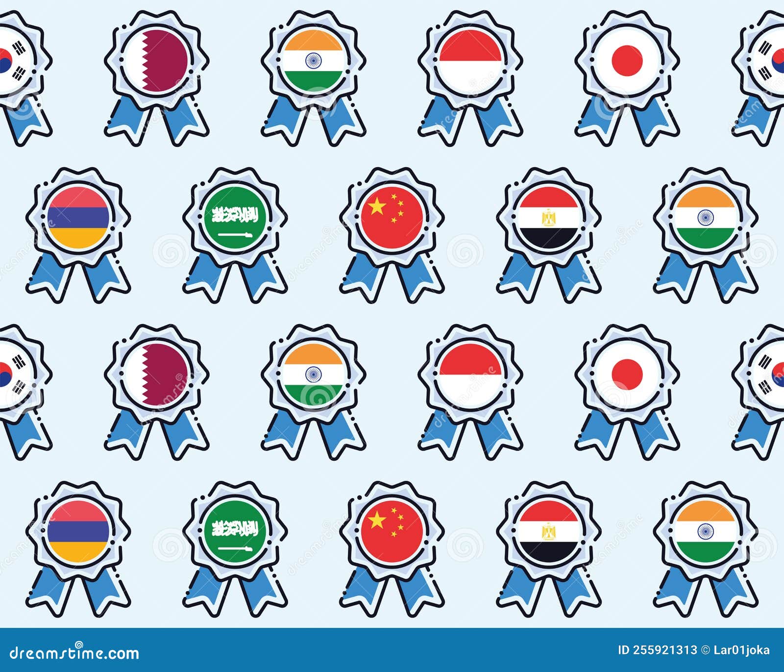 Seamless Pattern Background with Silk Medals with Different Flags ...