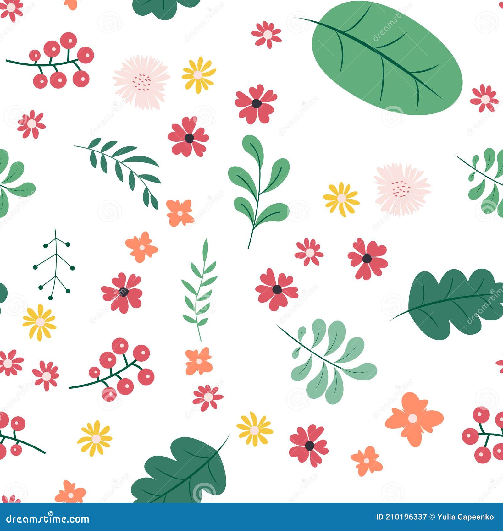Seamless Pattern Background with Simple Flower Design Elements. Vector Illustration EPS10 Stock ...