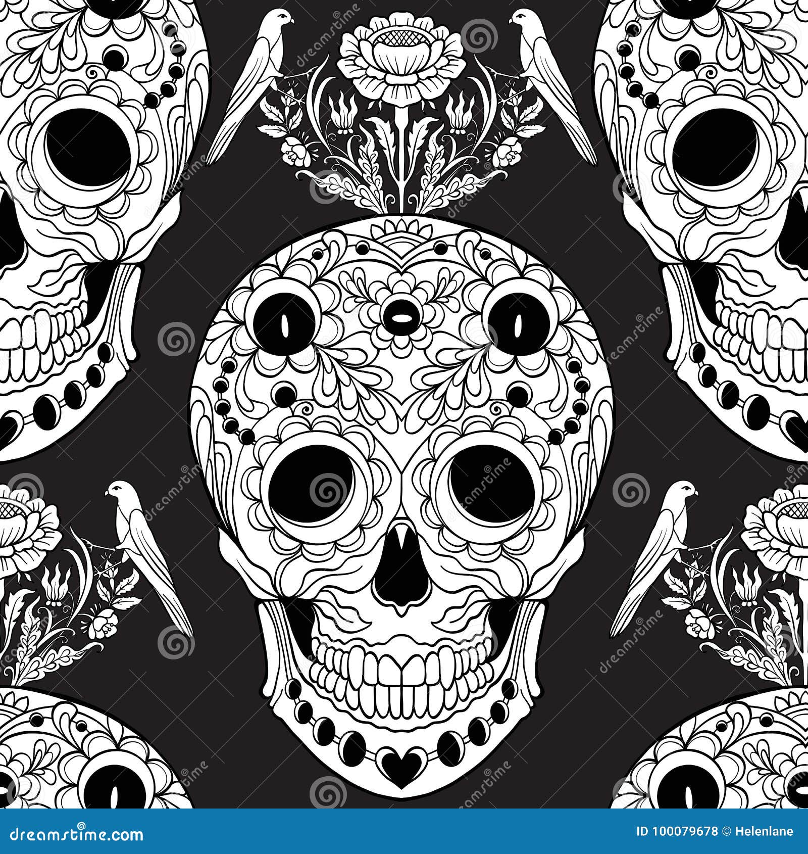 Seamless Pattern, Background with Sugar Skull Stock Vector ... Seamless Pattern, Background with Sugar Skull Stock Vector ...