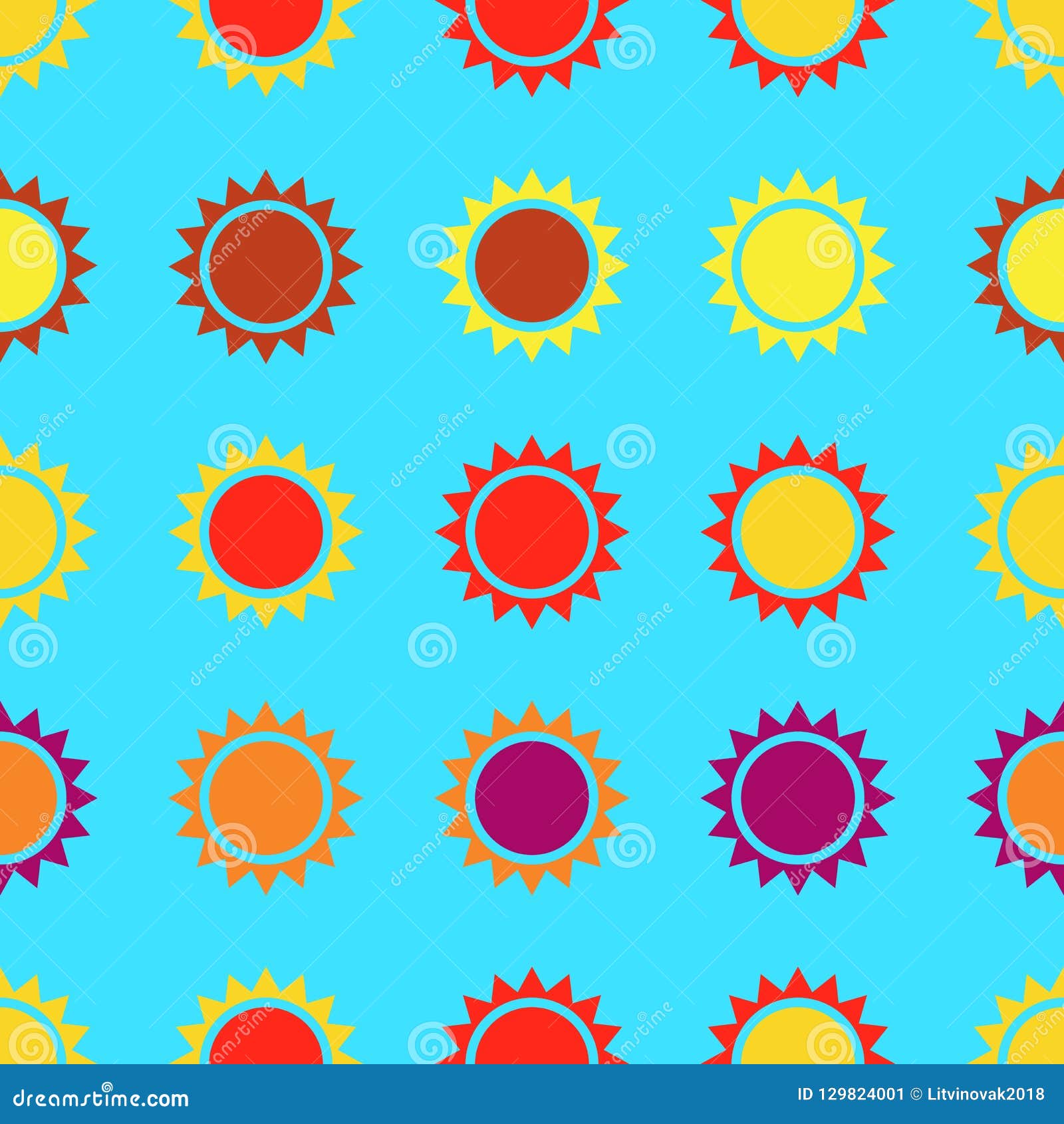 Seamless Pattern Background with Suns, Colorful Illustration Stock ...