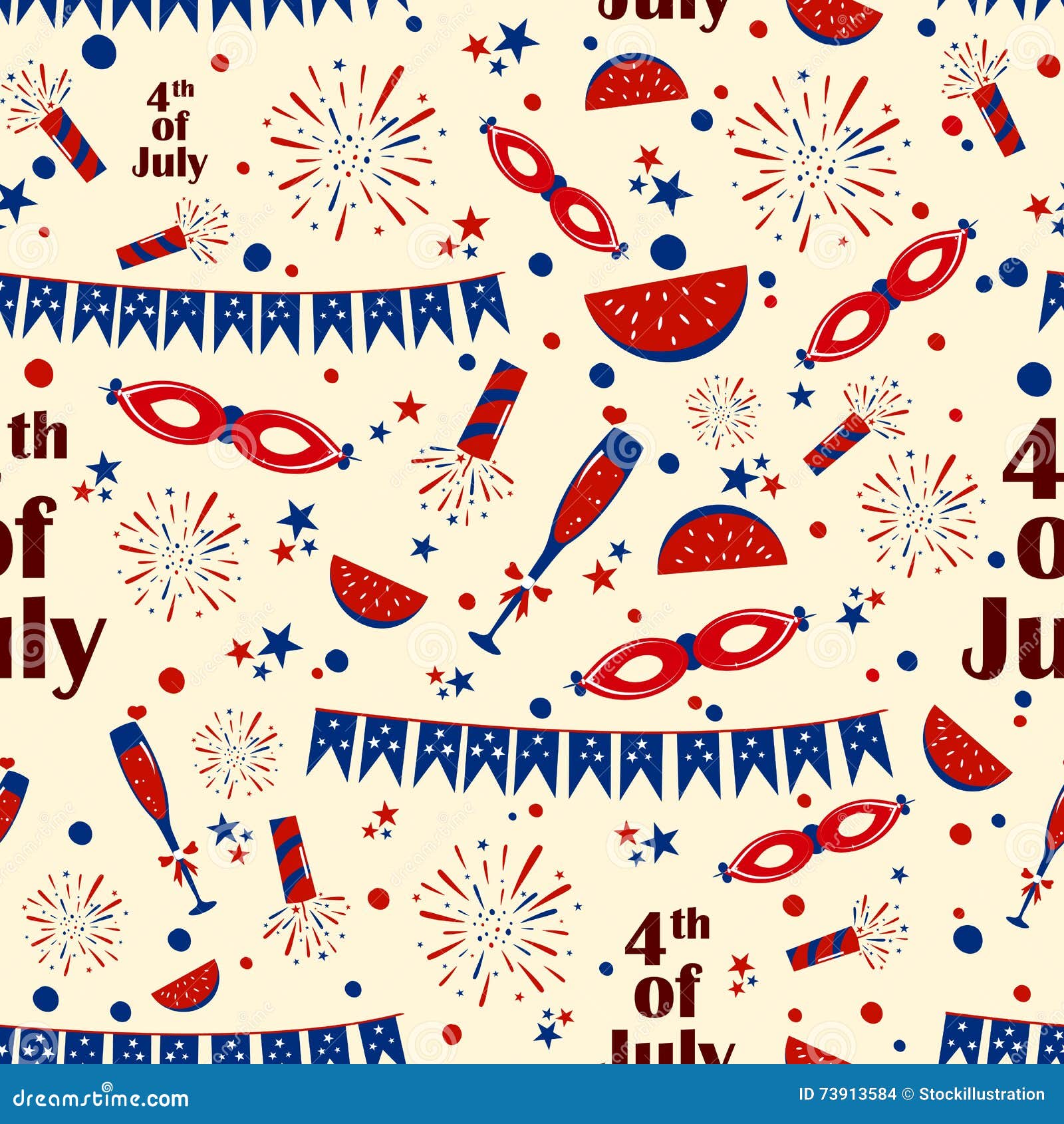 Seamless Pattern Background for 4th of July Independence Day America ...