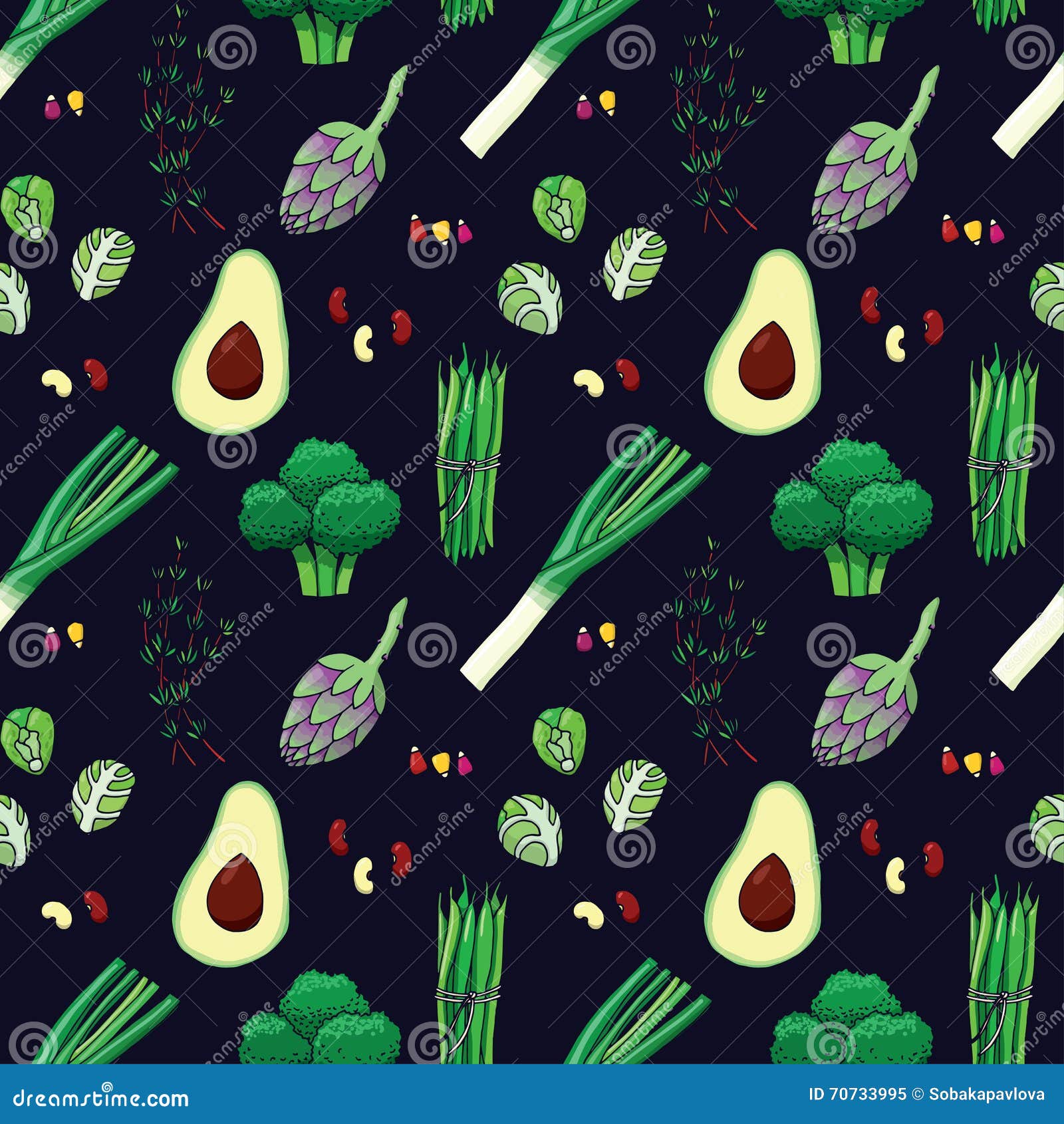 Seamless Pattern Background with Vegetables Stock Vector - Illustration ...