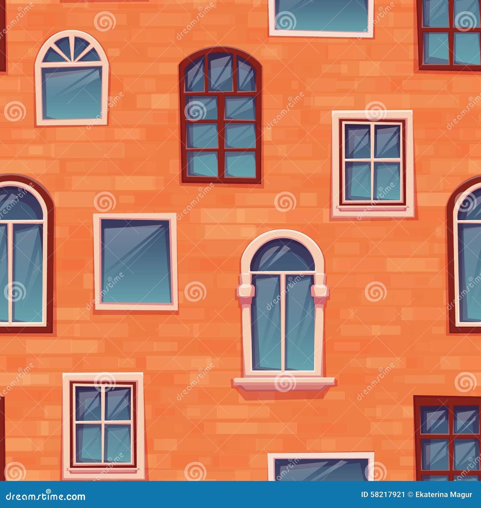 Seamless Pattern Background of Wall with Windows Stock Vector ...