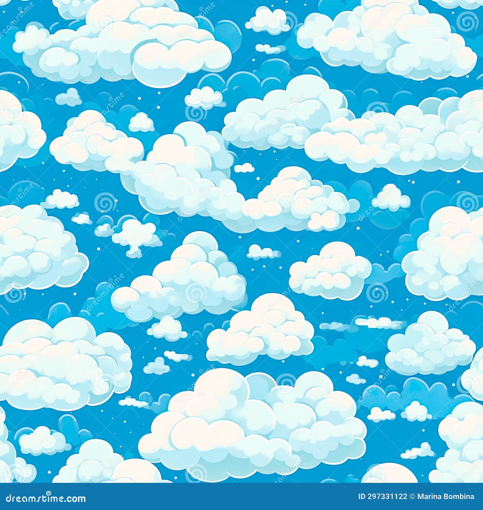 Seamless Pattern Background with White Clouds on Blue Sky Stock ...
