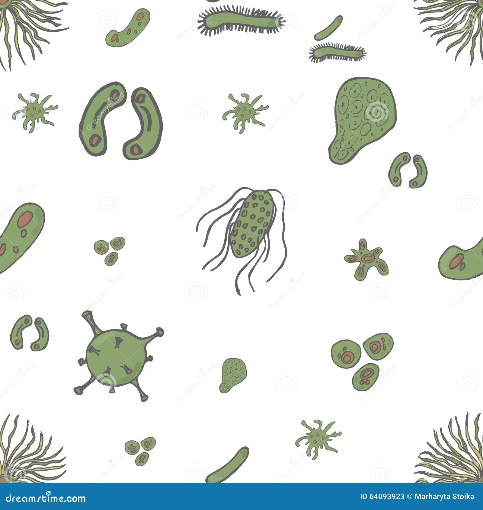 Seamless Pattern In Bacteria Stock Vector - Illustration of green ...