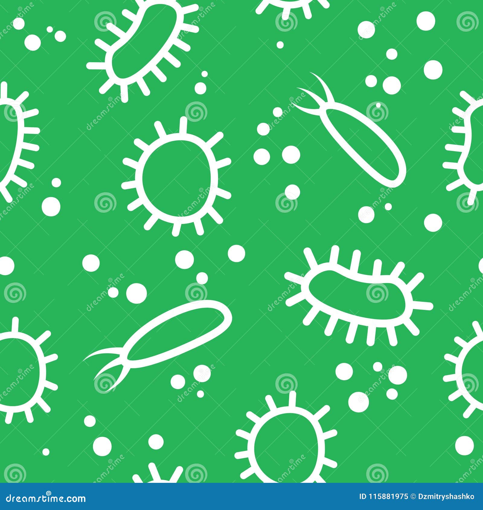 Seamless Pattern with Bacteria and Germs Stock Vector - Illustration of ...