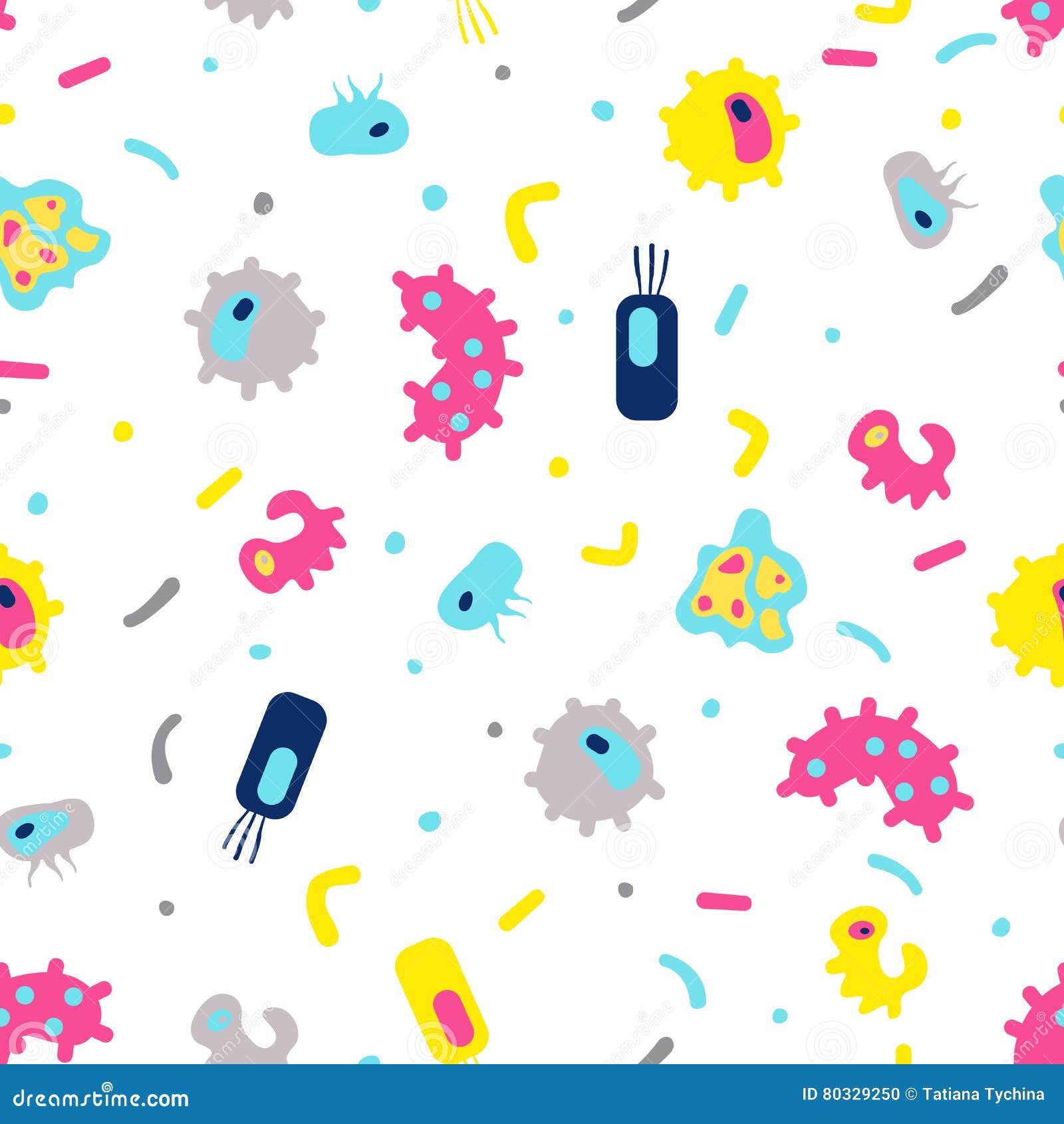 Seamless Pattern of Bacteria, Virus, Cells, Germs, Epidemic Bacillus ...