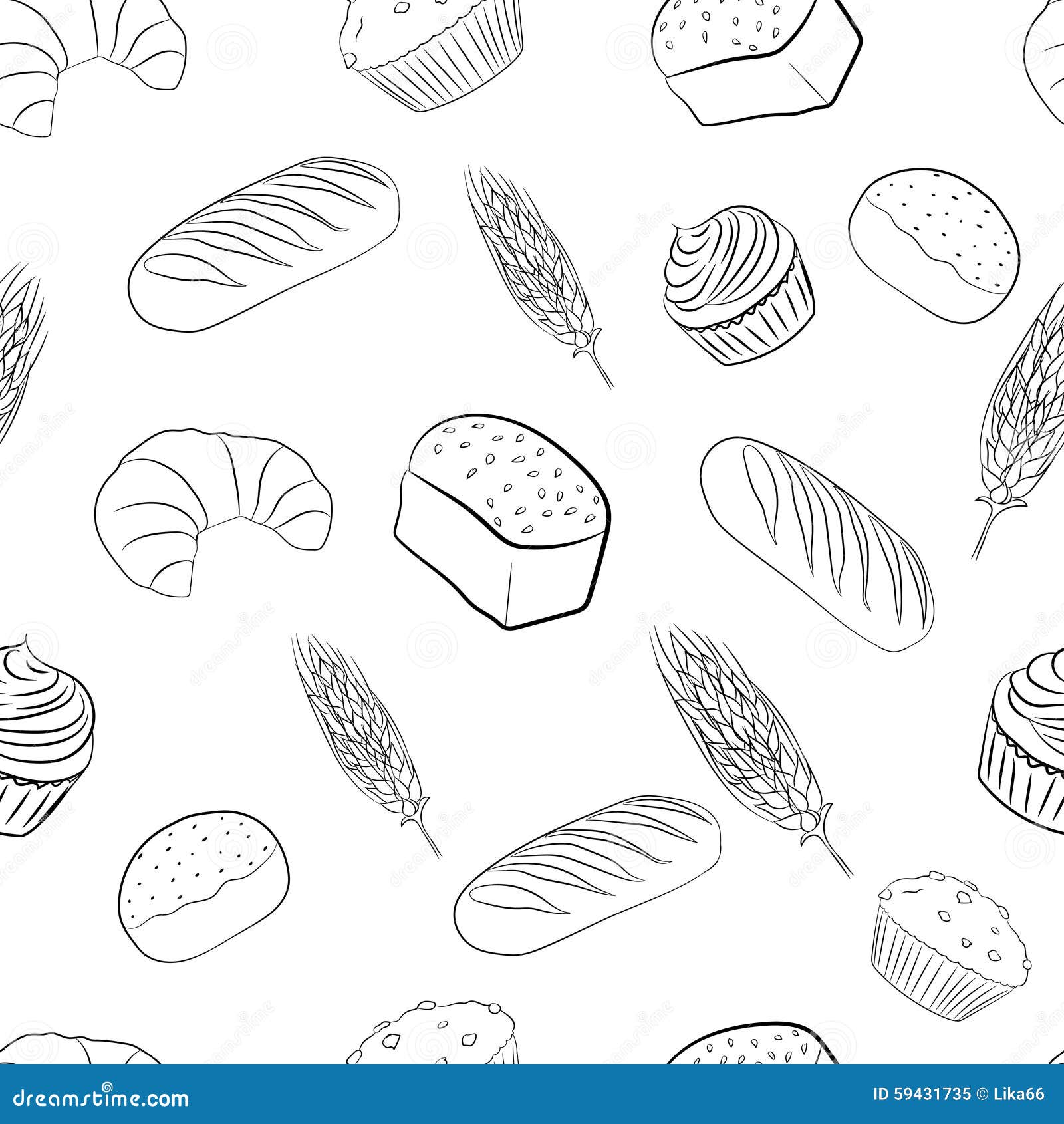 Seamless Pattern with Bakery Items. Stock Vector - Illustration of ...