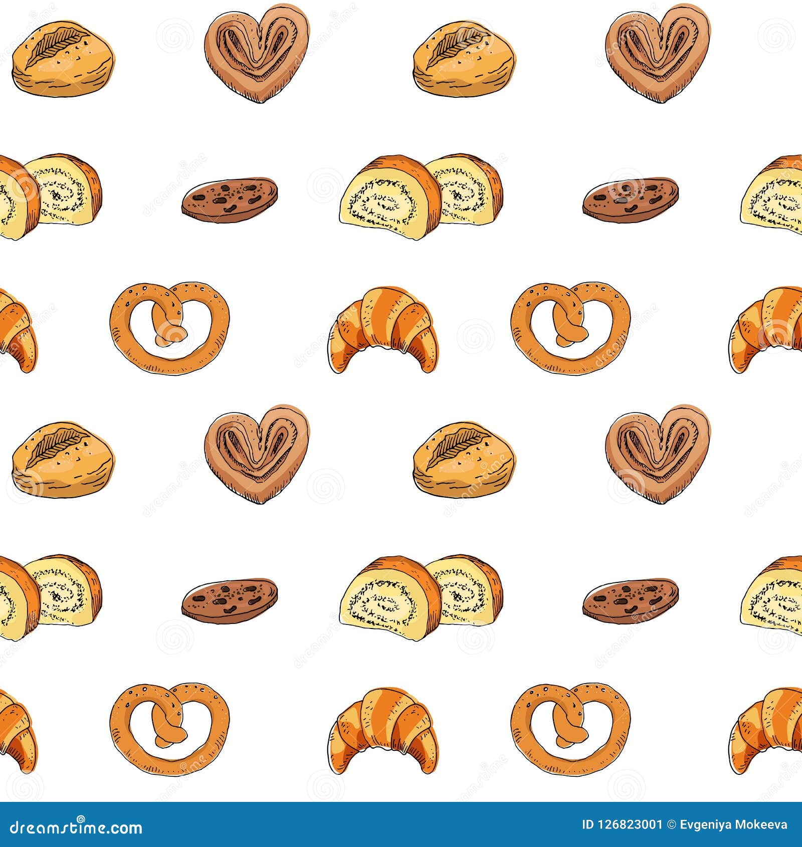 Seamless Pattern with Bakery Products. Stock Illustration ...