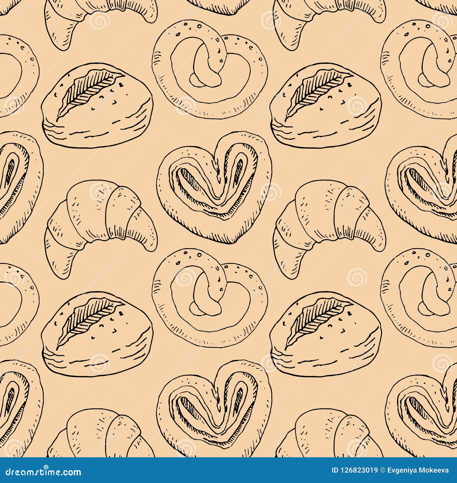 Seamless Pattern with Bakery Products. Stock Illustration ...