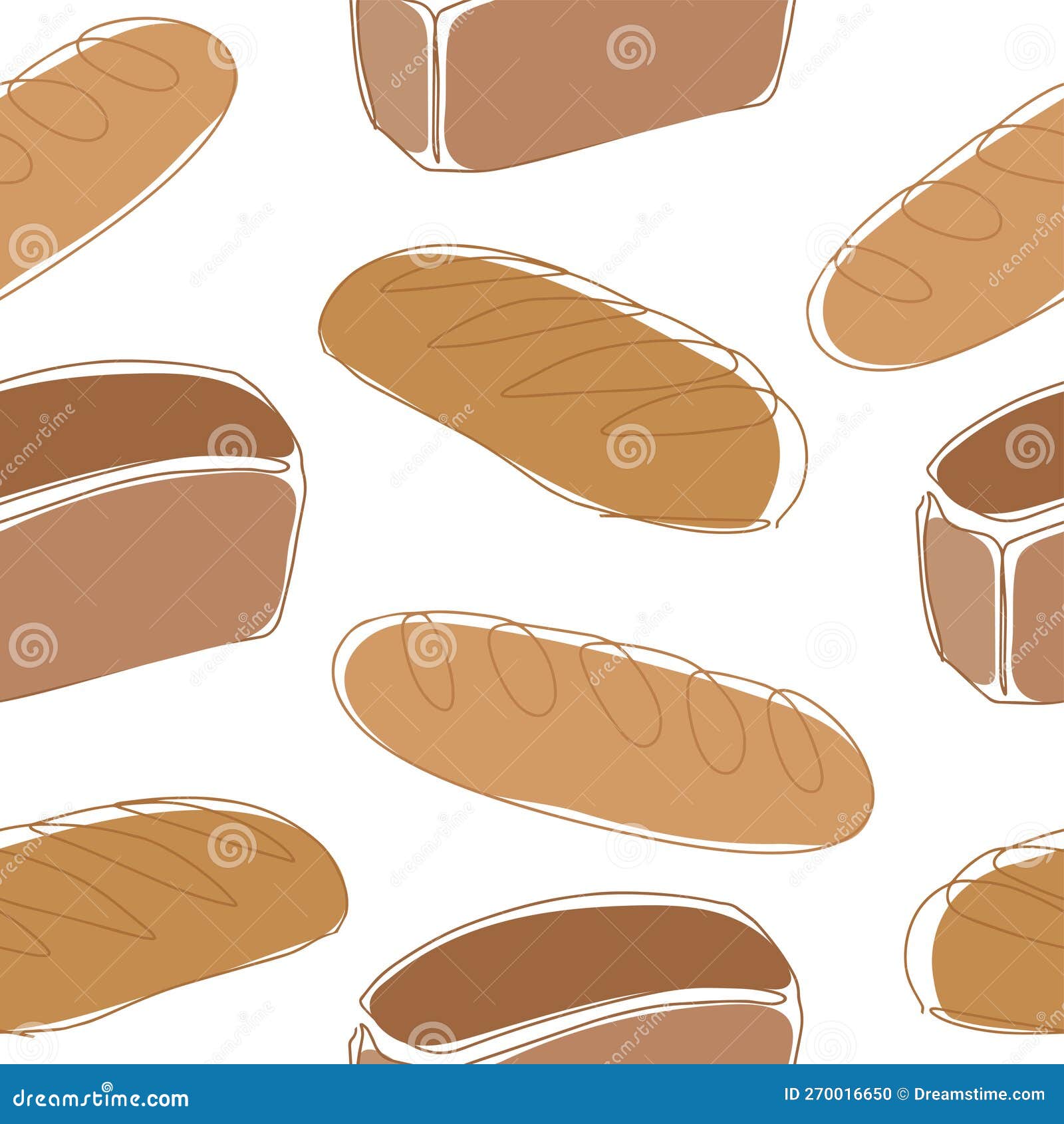Seamless Pattern. Bakery Products in the Style of Drawing a Continuous ...