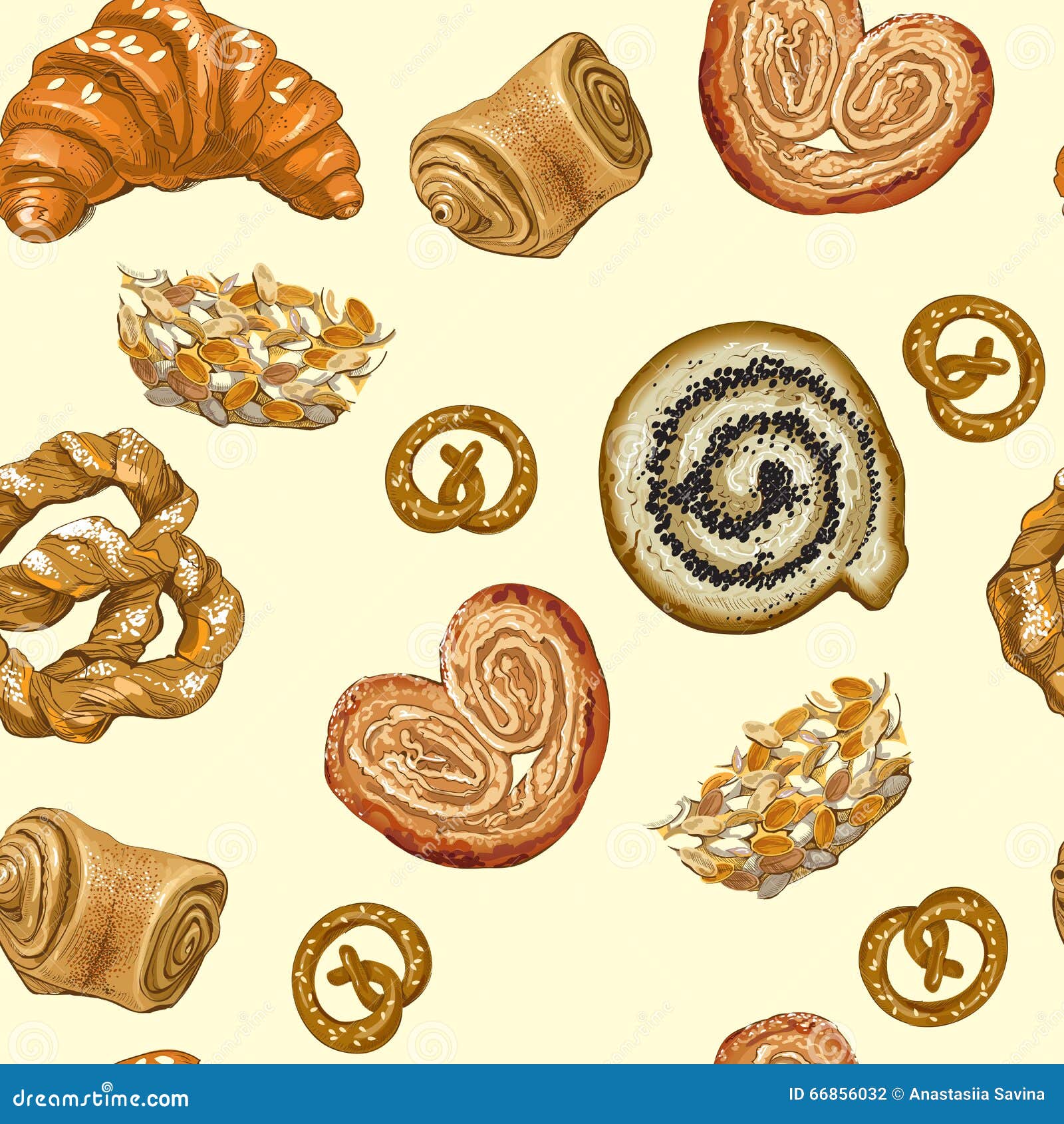 Seamless Pattern with Bakery Products. Stock Illustration ...
