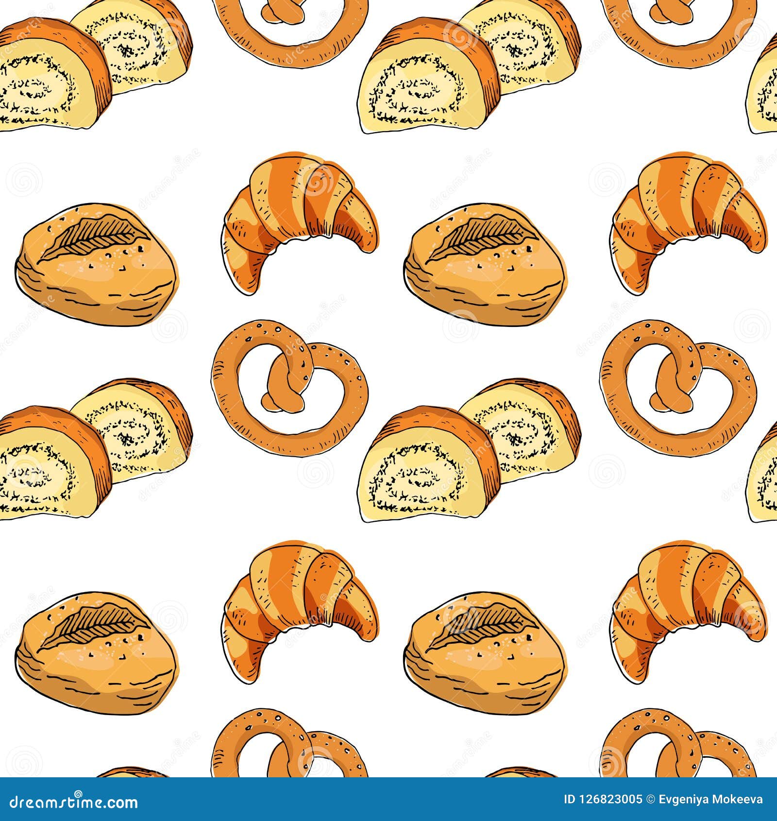 Seamless Pattern with Bakery Products. Stock Illustration ...