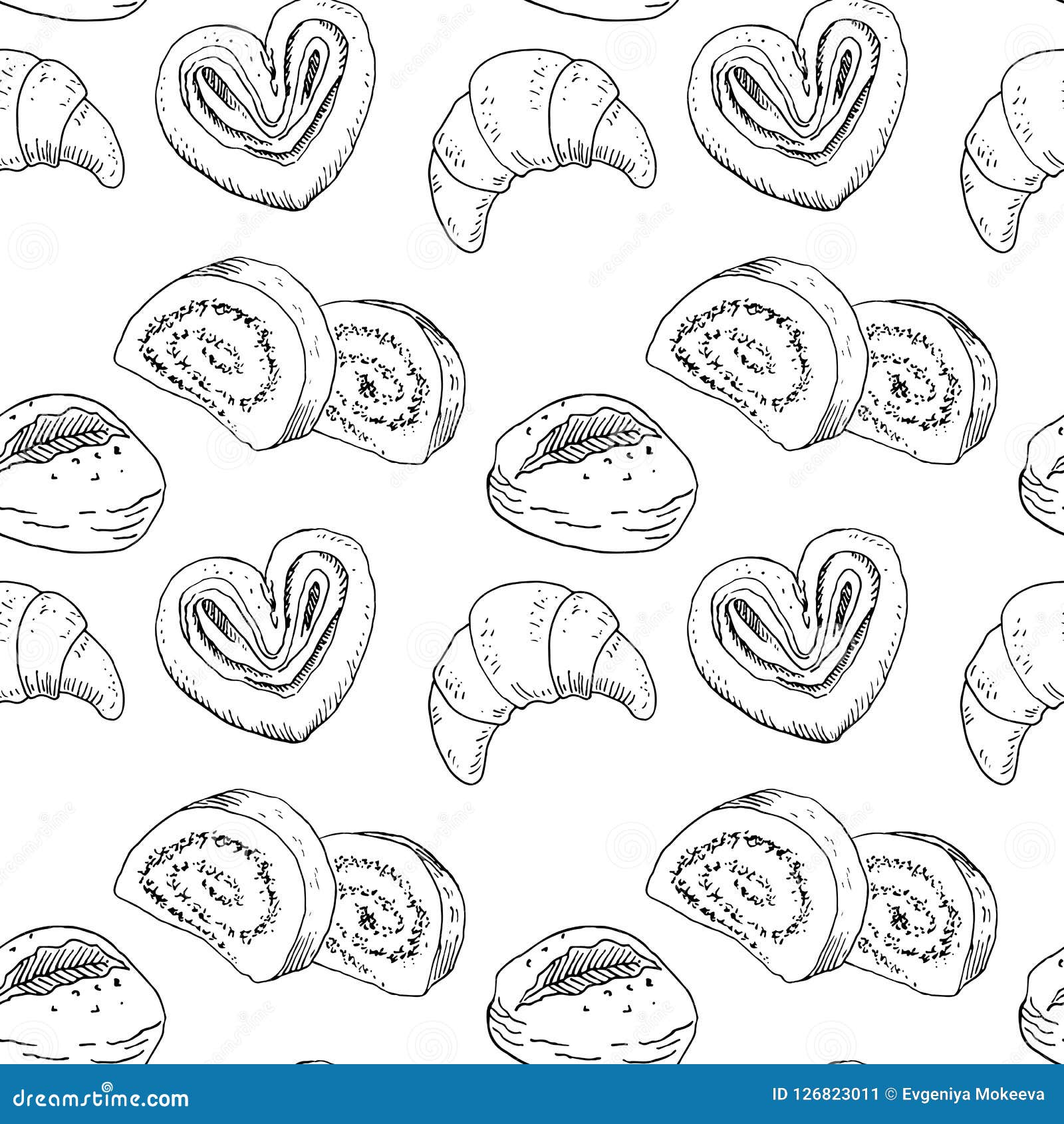 Seamless Pattern with Bakery Products. Stock Illustration ...