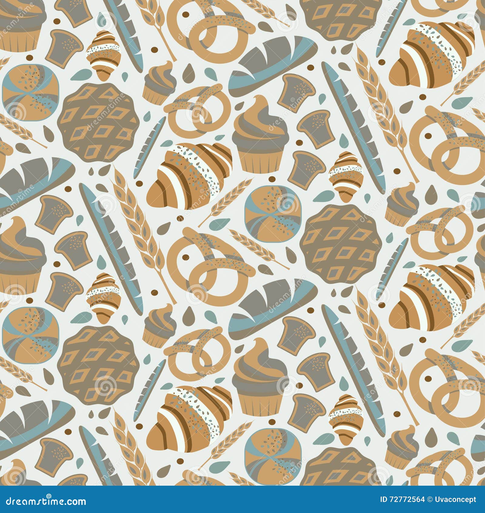 Seamless Pattern for Bakery Theme Stock Vector - Illustration of cake ...