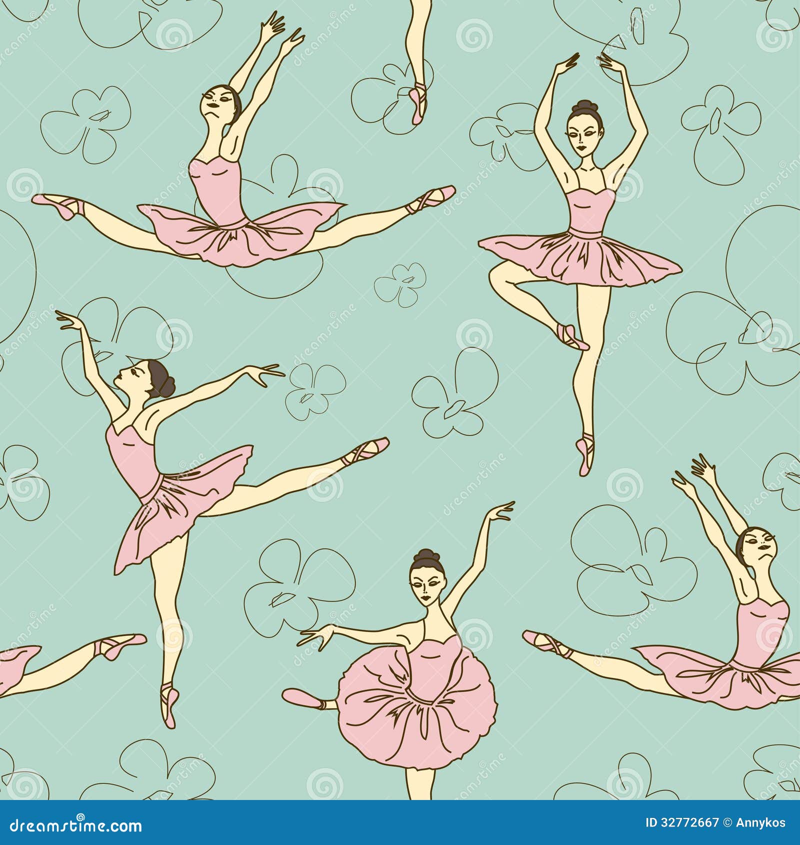 Seamless Pattern of Ballet Dancers Stock Vector - Illustration of ...