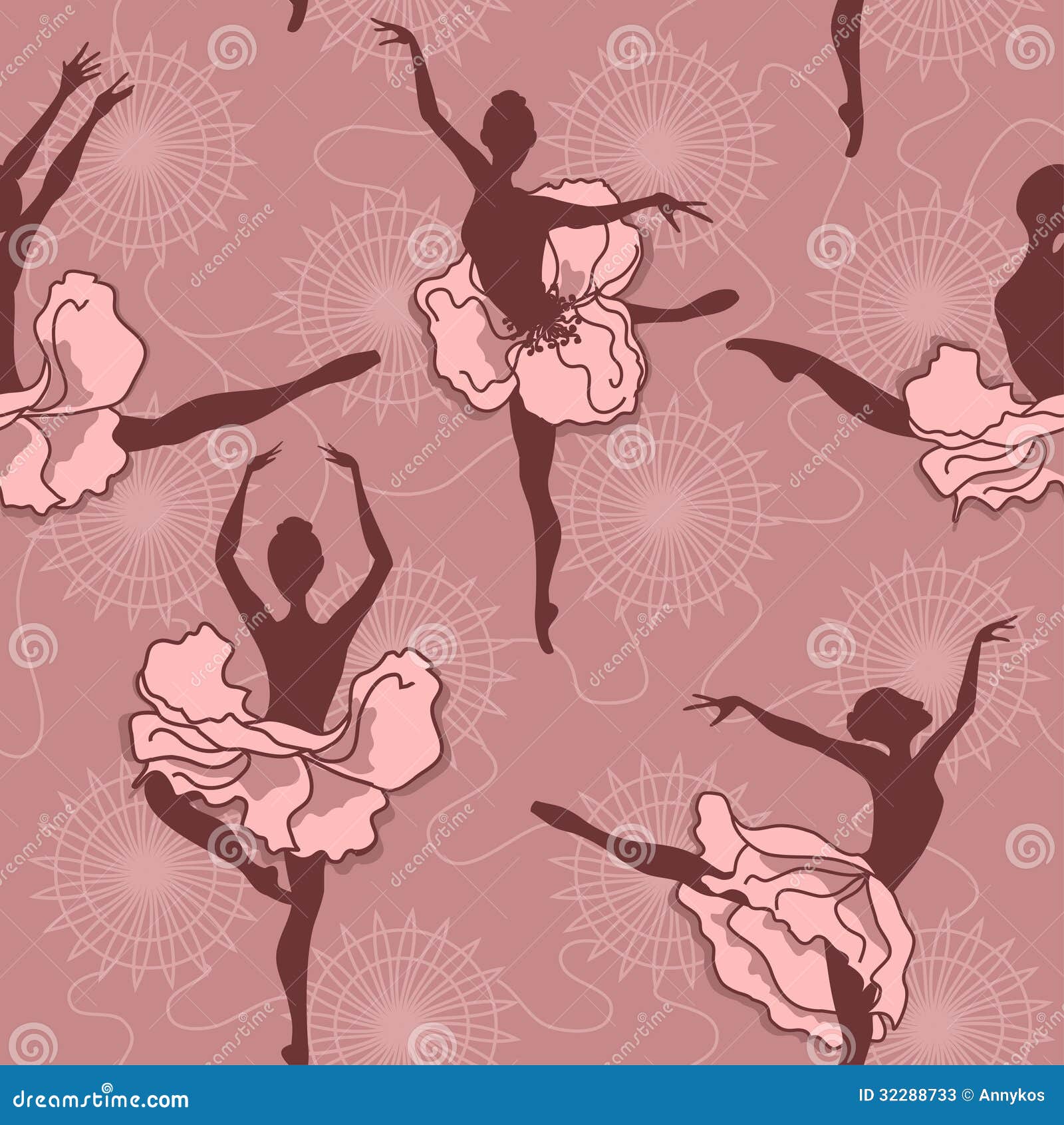 Seamless Pattern of Ballet Dancers Stock Vector - Illustration of ...